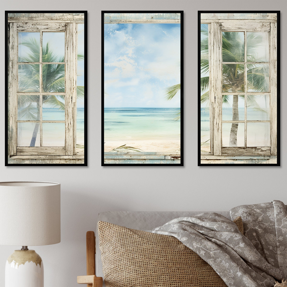 Dovecove Tropical Beach Windows Horizon II - Coastal Windows Wall Art ...