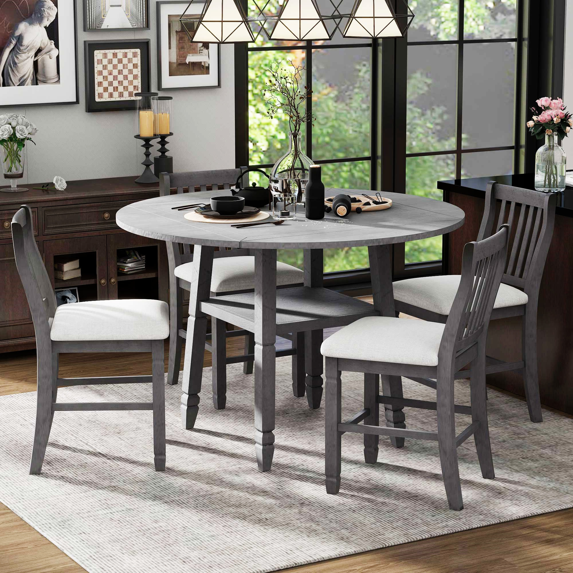 August Grove 5-Piece Counter Height Dining Table Set In 2 Table Sizes ...