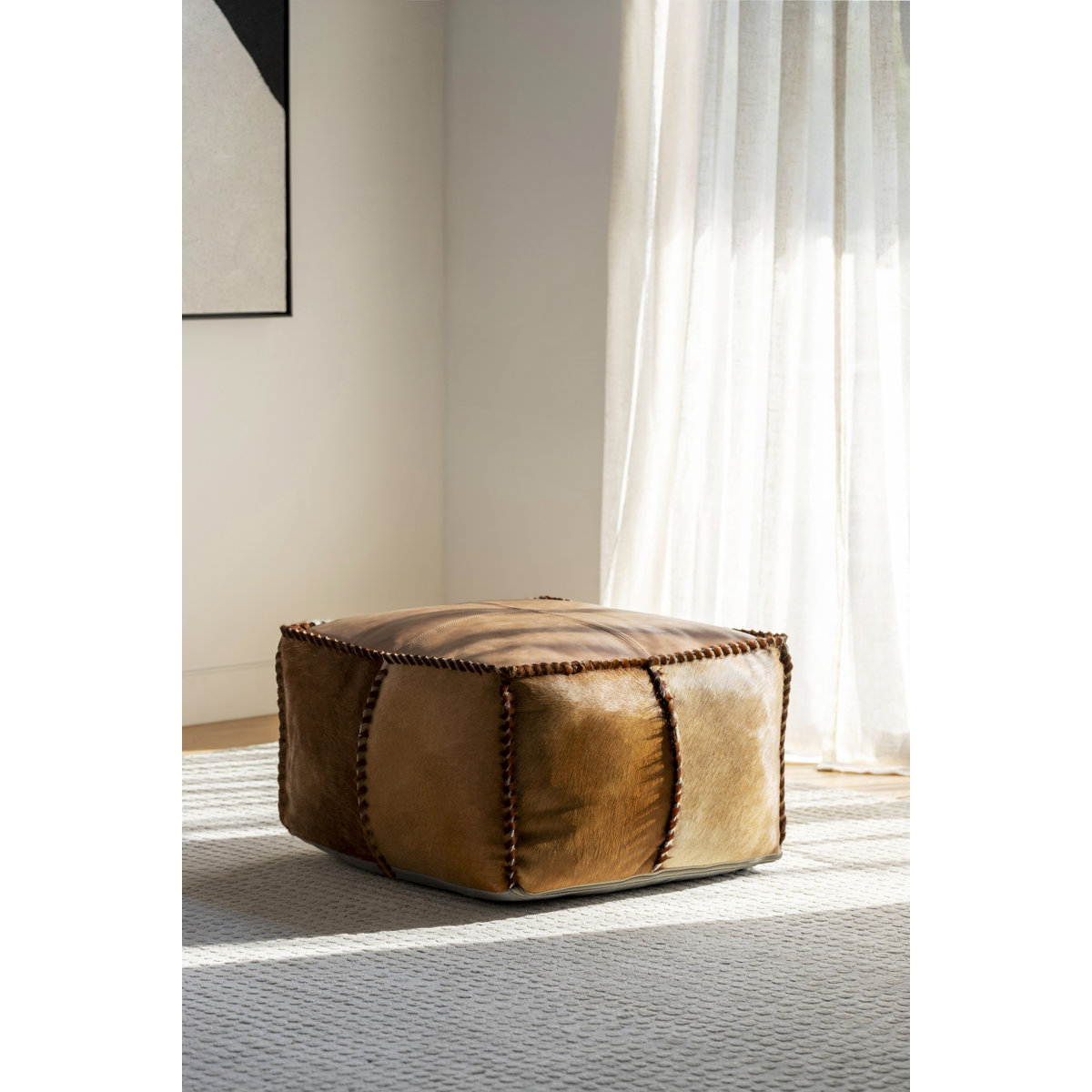 Viv + Rae™ Leather and Hair on Hide Pouf & Reviews | Wayfair