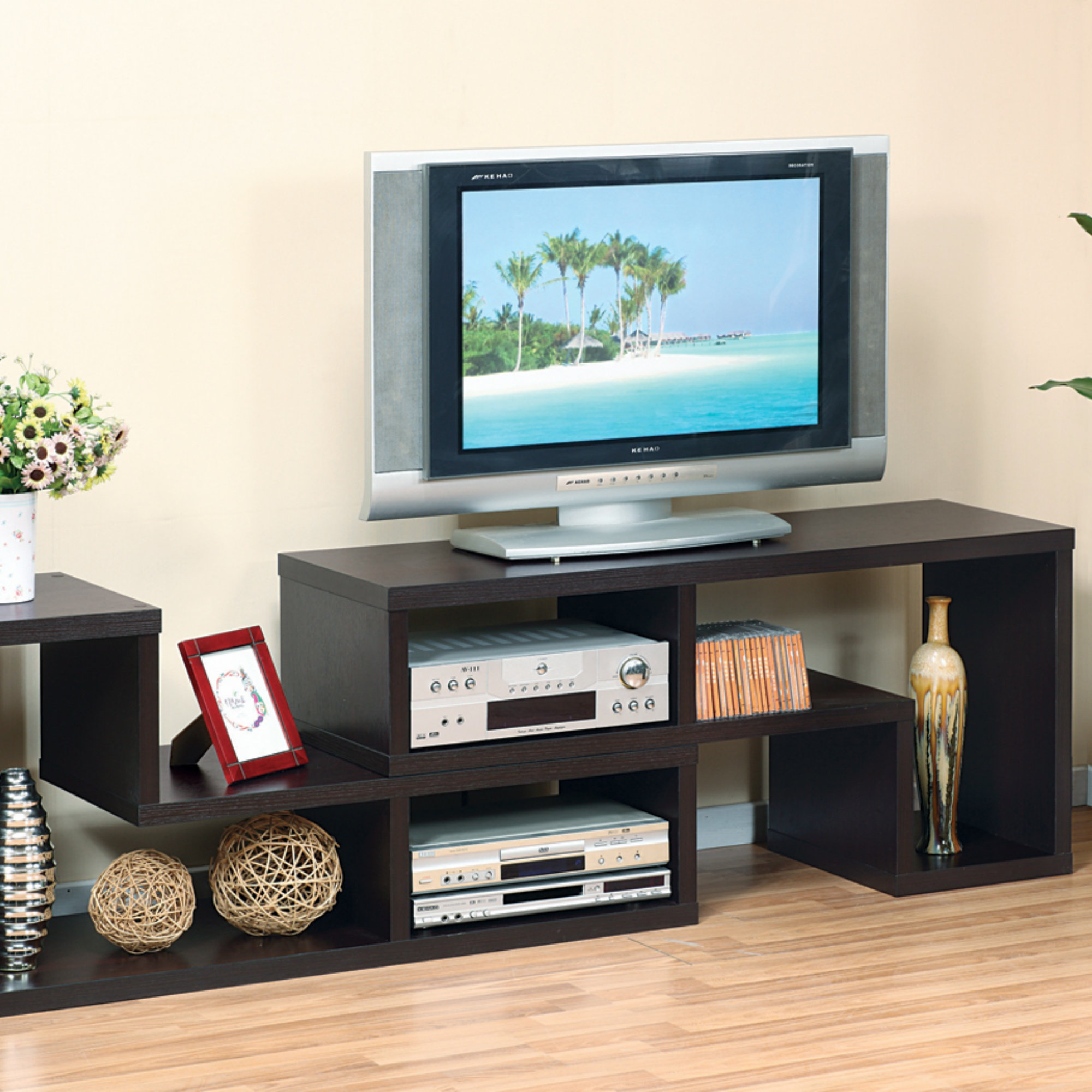 Ebern Designs L Shape Geometric Tv Stand Two Piece Extendable Media ...