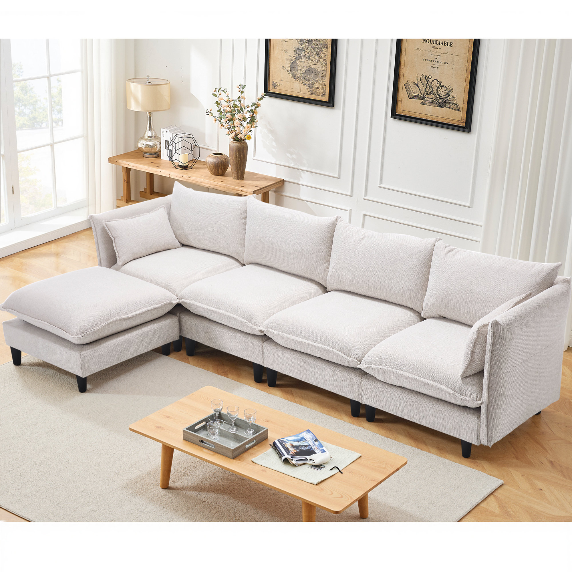 Ebern Designs L Shape Sofa Couch For Living Room Modular Sofa Couch 4 ...