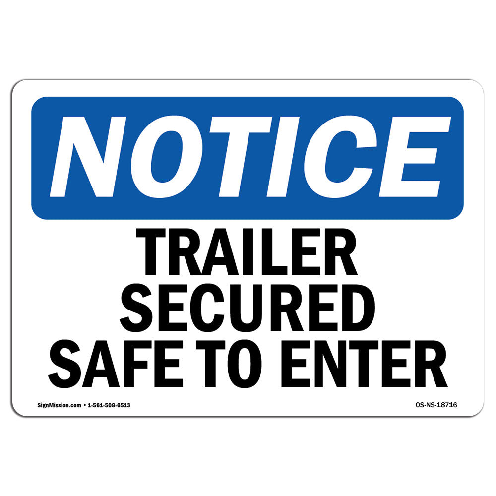 SignMission Trailer Secured Safe To Enter Aluminum Sign 12 x 18 ...