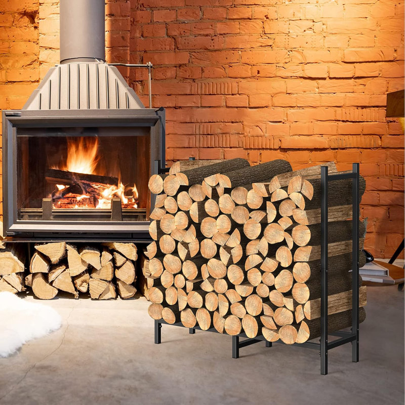 Latitude Run® Firewood Rack Indoor, 2.6Ft Small Fire Wood Log Rack ...