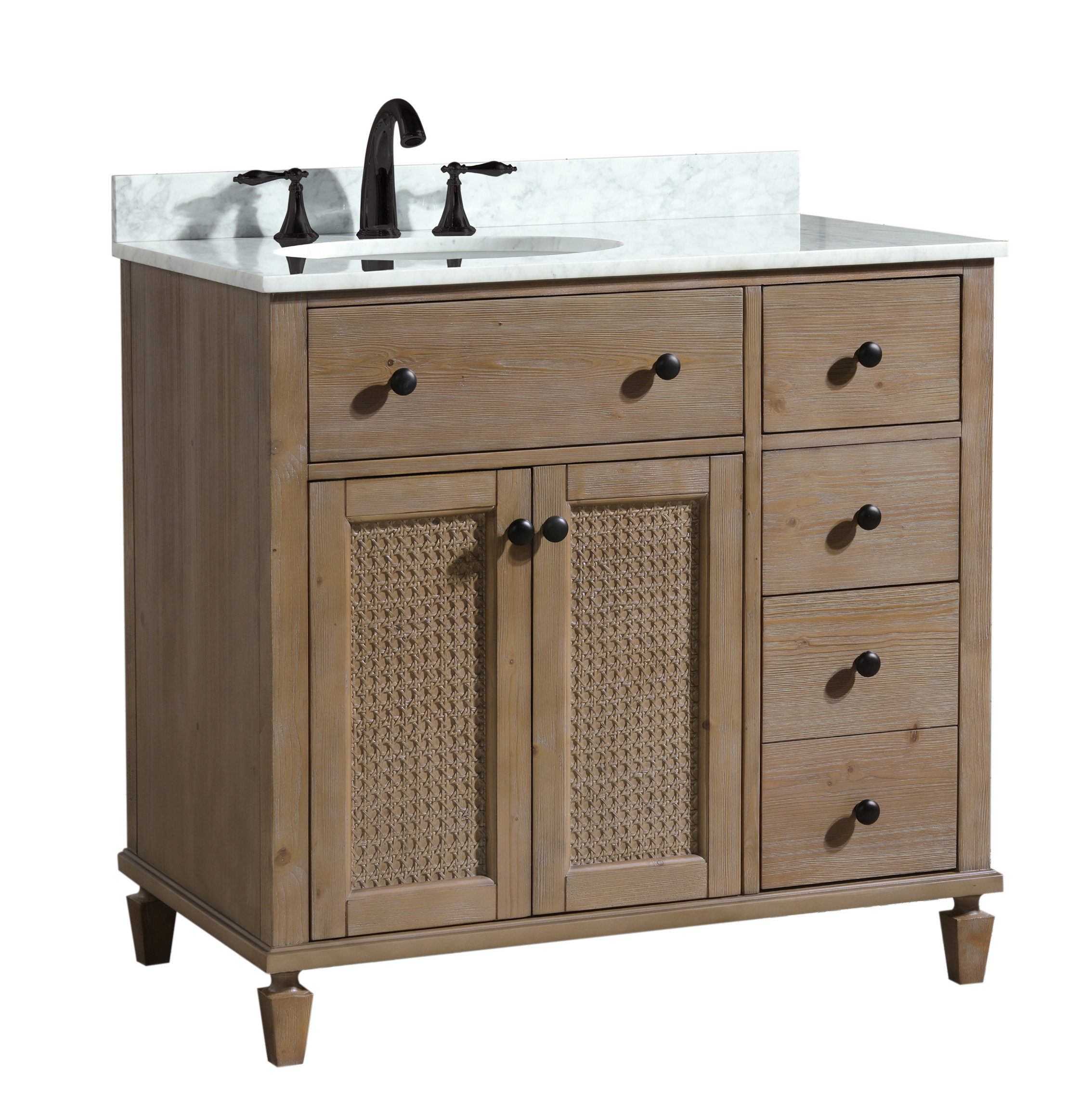 MEDUNJESS 36'' Bathroom Vanity With Carrera Marble Top, Pre-Assembled ...