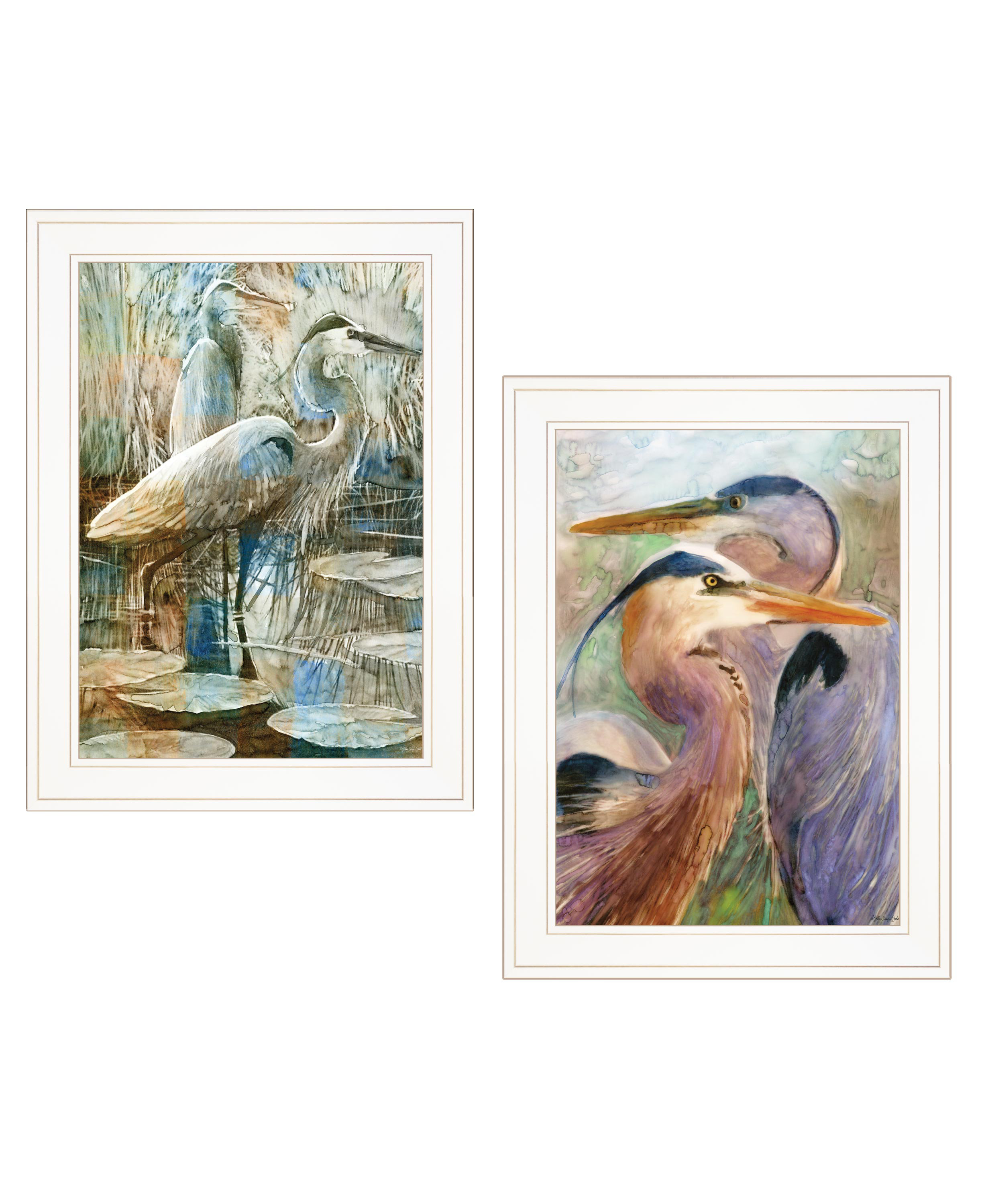 Dovecove Blue Heron Duet 2-Piece Vignette Framed Wall Art for Home Wall ...