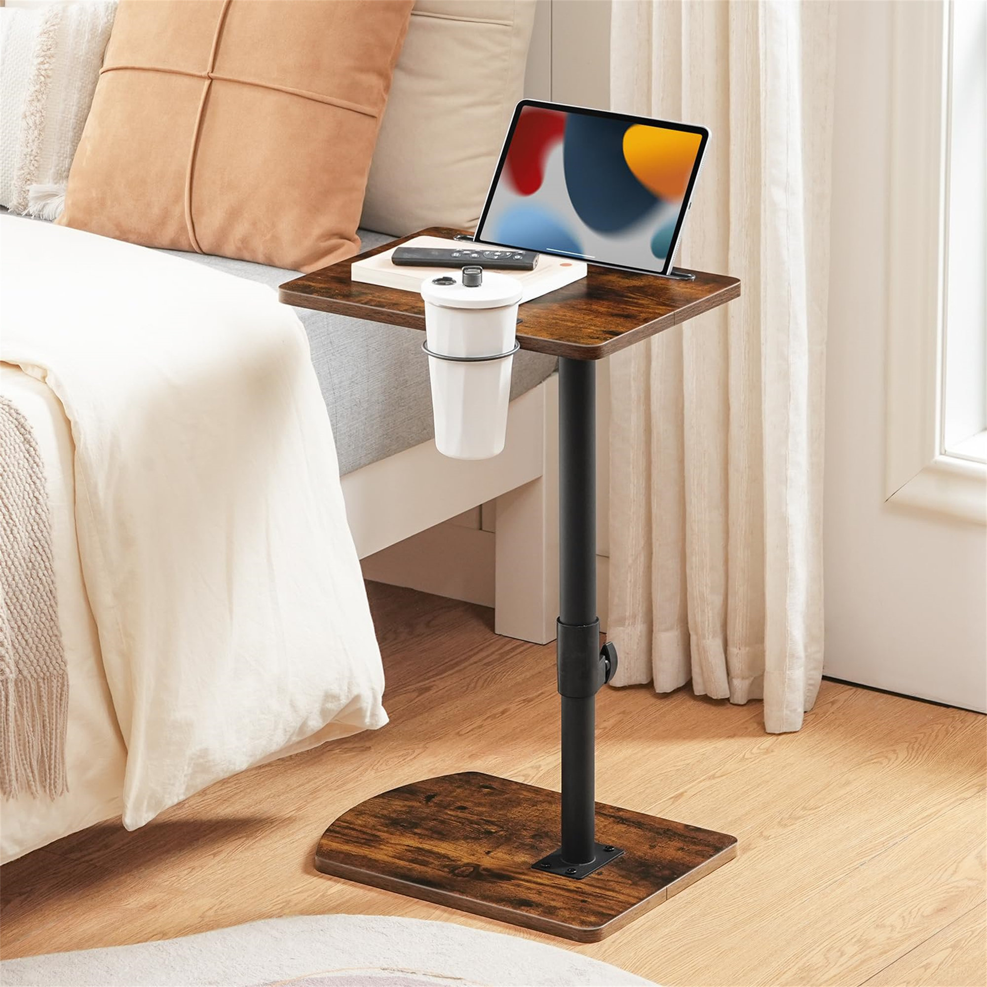 Williston Forge C Shaped Side Table, Height Adjustable Bedside Table ...