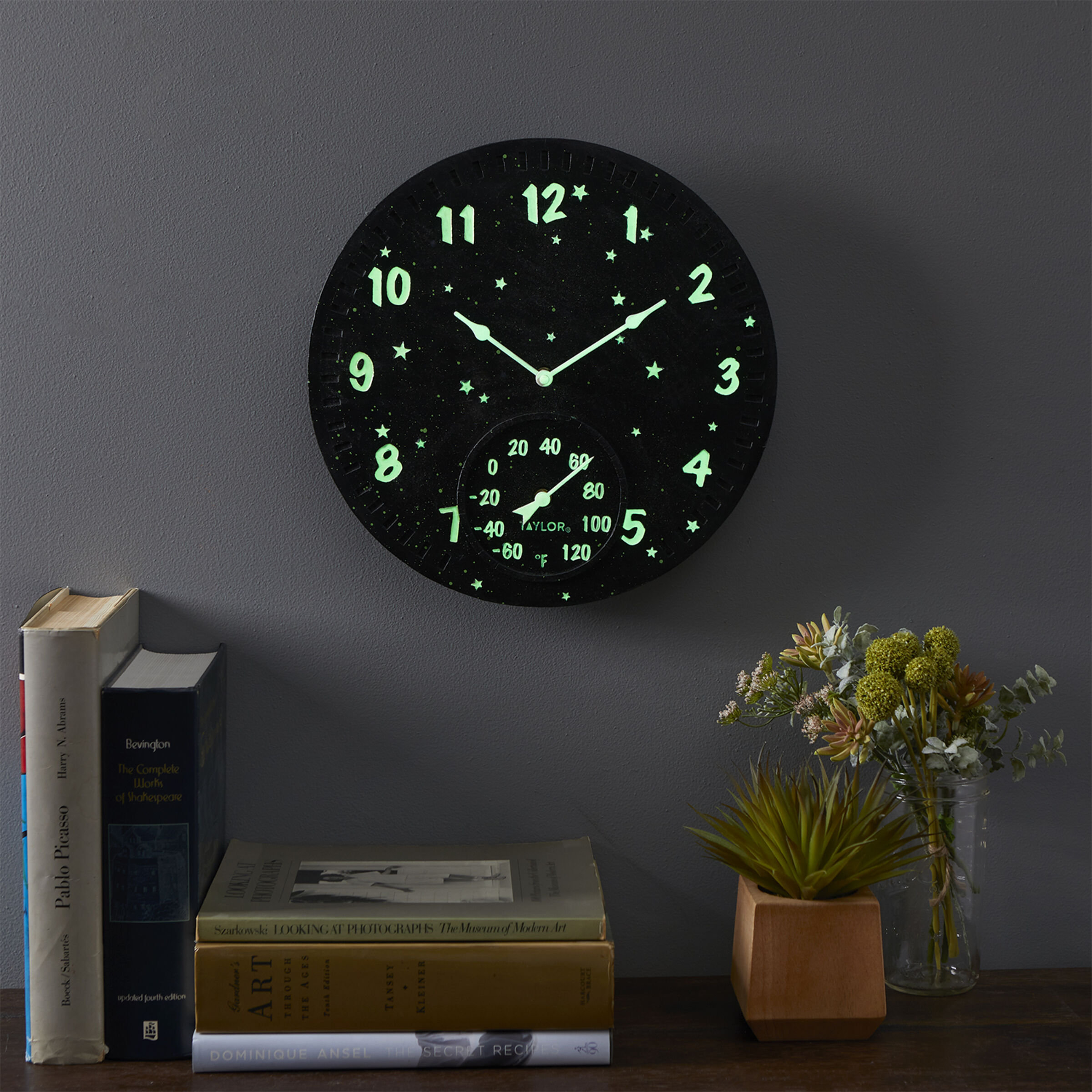 Taylor Precision Products Galaxy Glow-in-The-Dark Poly Resin Clock and ...