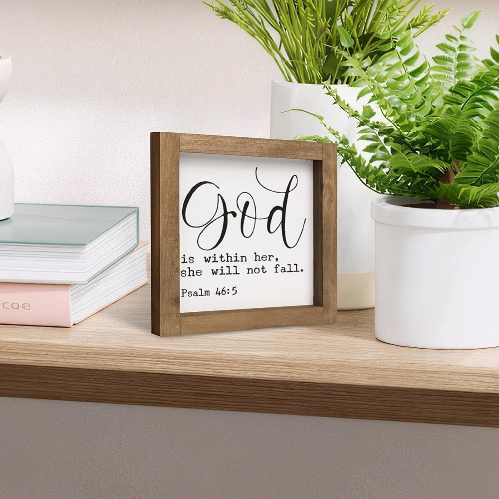 Ophelia & Co. God Is Within Her She Will Not Fall Sign, 6 Inch Wooden ...