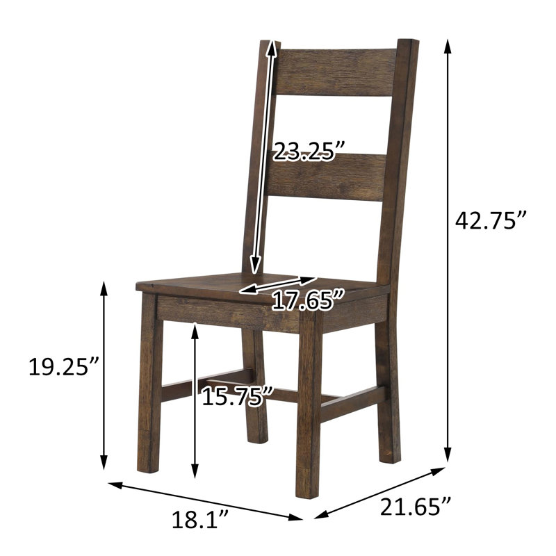 Millwood Pines Catherina Solid Wood Ladder Back Side Chair in Brown ...
