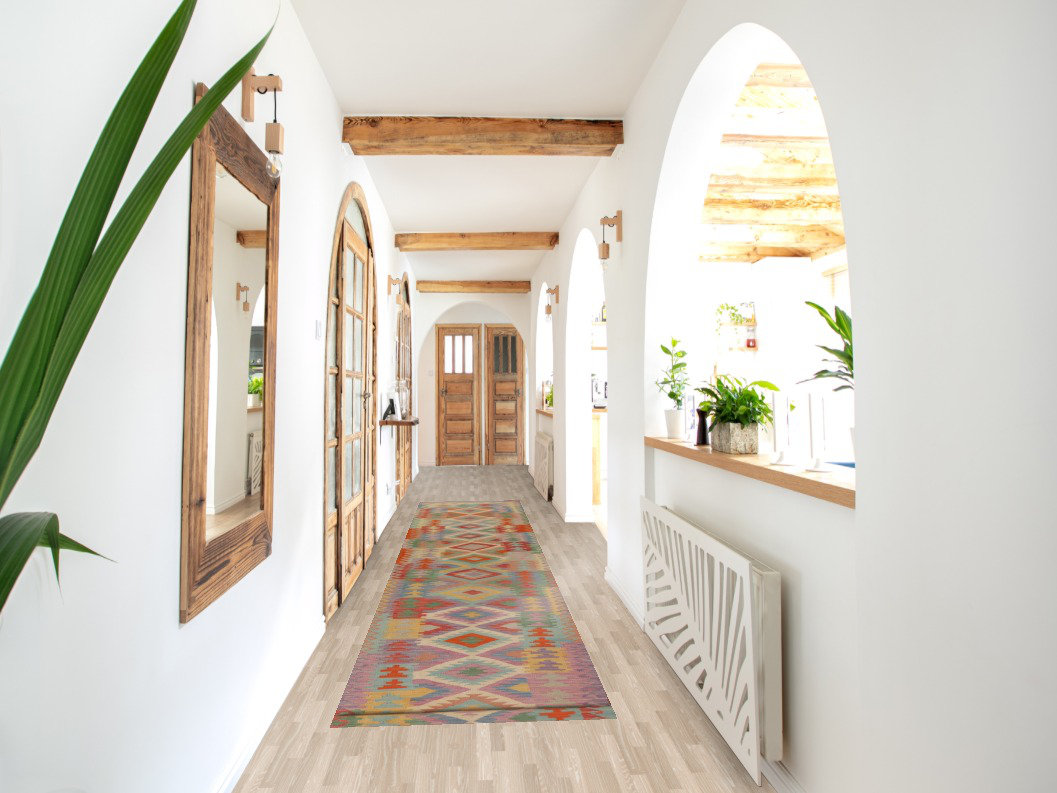 Bungalow Rose Reversible Wool Kilim Runner Rug 2x15 | Wayfair