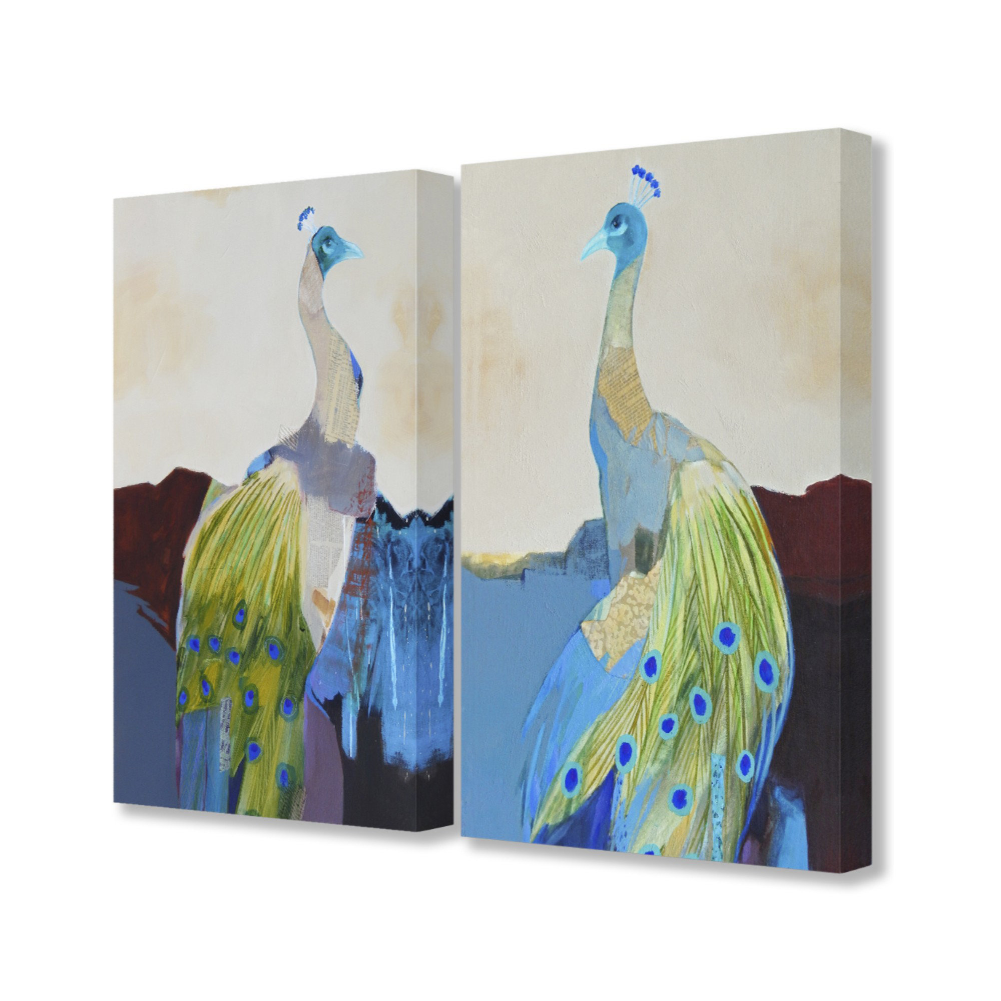 World Menagerie " Colorblock Peacock Painting Collage " by Larry ...