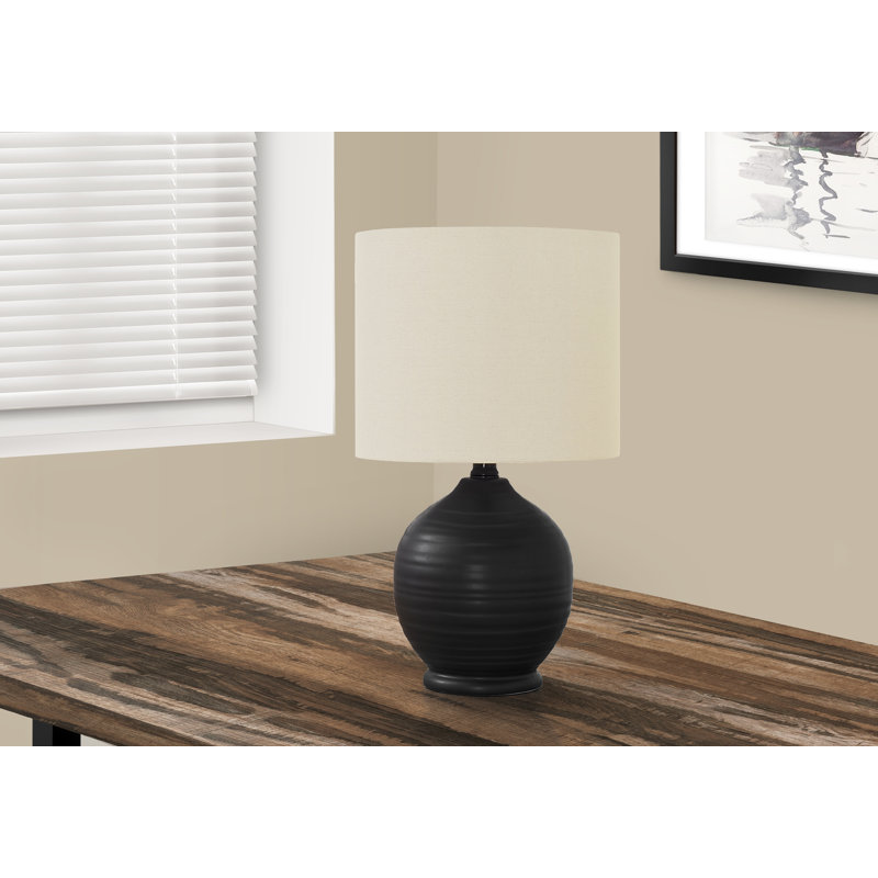 Winston Porter Lighting, 17"H, Table Lamp, Black Ceramic, Ivory / Cream ...