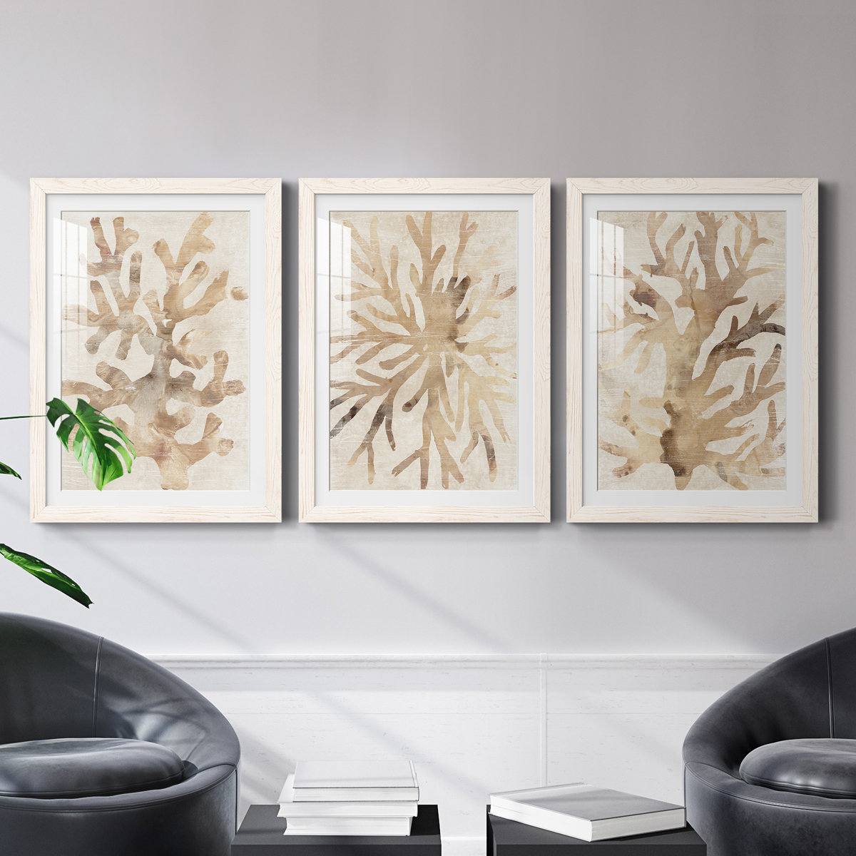 Beachcrest Home Parchment Coral I - 3 Piece Picture Frame Print Set ...