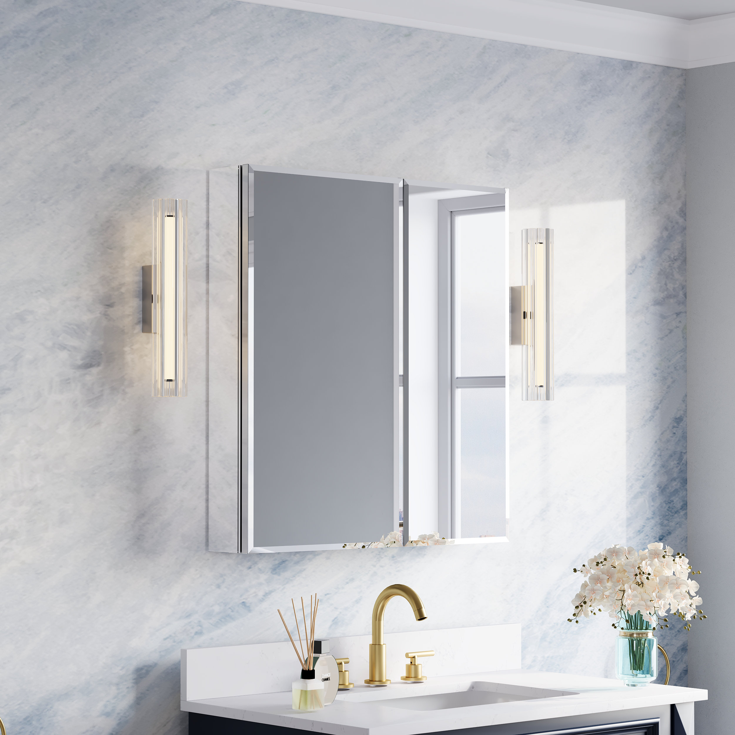 Latitude Run® 28''W x 30" H Recessed or Surface Mount Bathroom Mirror ...