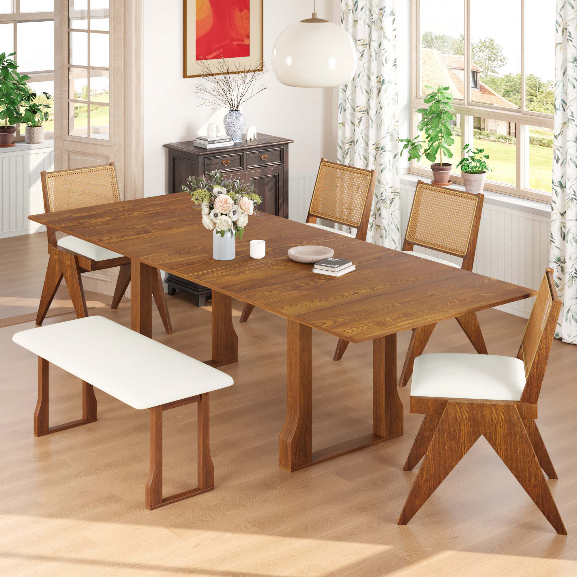 Bayou Breeze Modern 6-Piece Extendable Dining Table Set With 4 Chairs ...