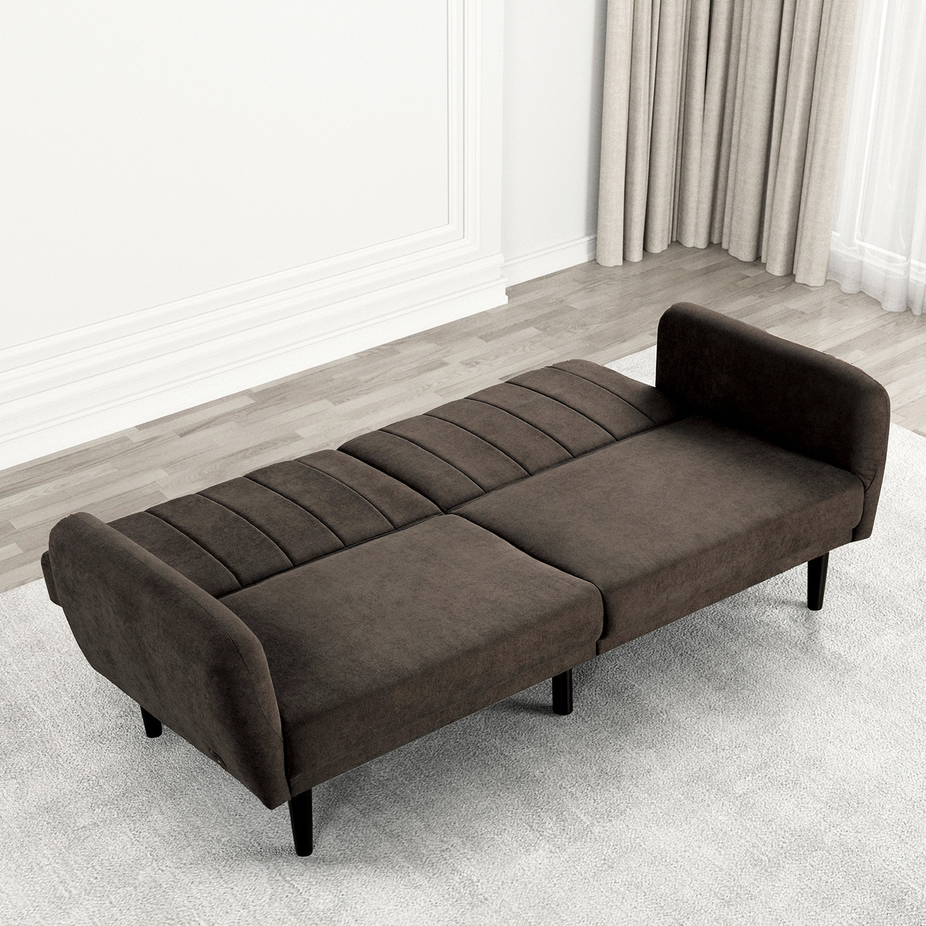 Latitude Run® Contemporary Gray 2 - Seat Futon That Converts To Bed ...