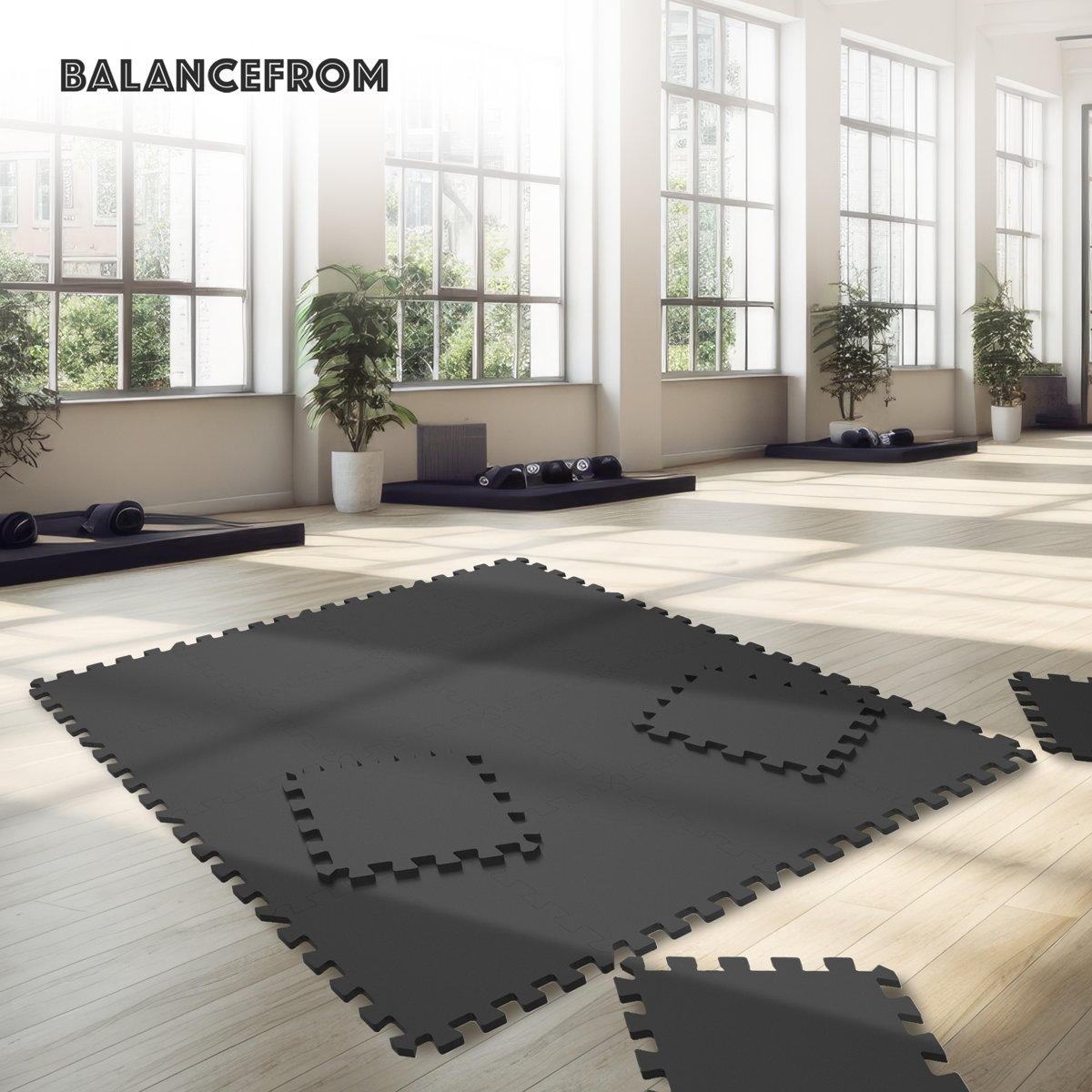 BalanceFrom Fitness 24 Sq Ft Interlocking EVA Foam Exercise Mat Tiles ...