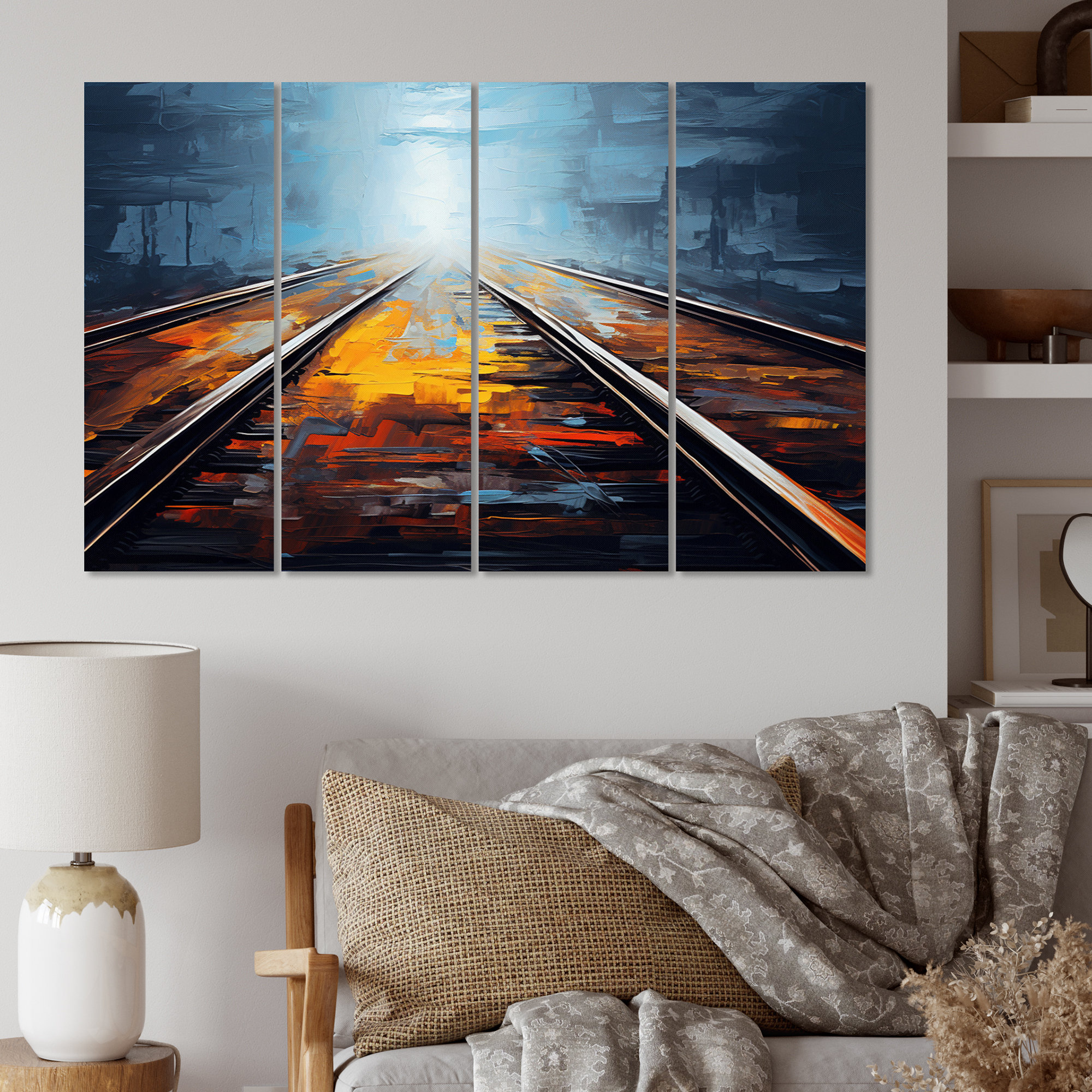 Wrought Studio™ Train Serene Railways Track - 4 Piece Wrapped Canvas ...
