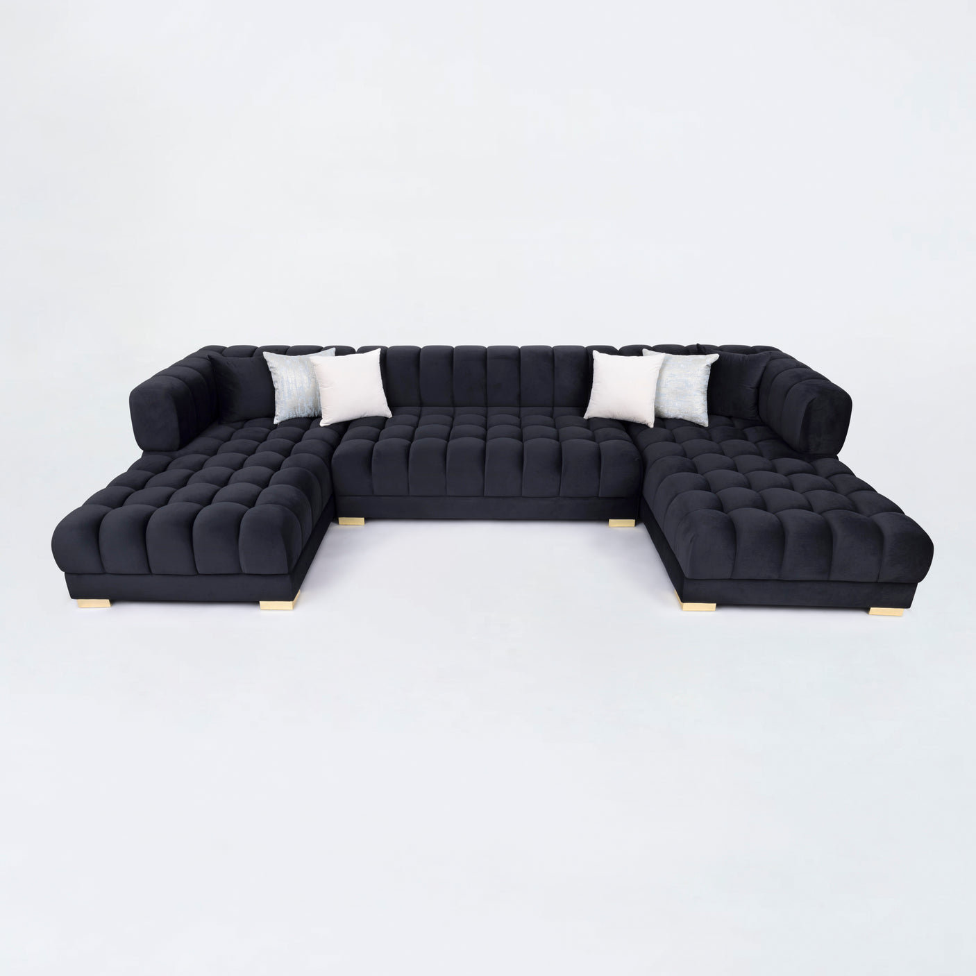 Everly Quinn Lipa Velvet Double Chaise "U" Shape Sectional Sofa | Wayfair