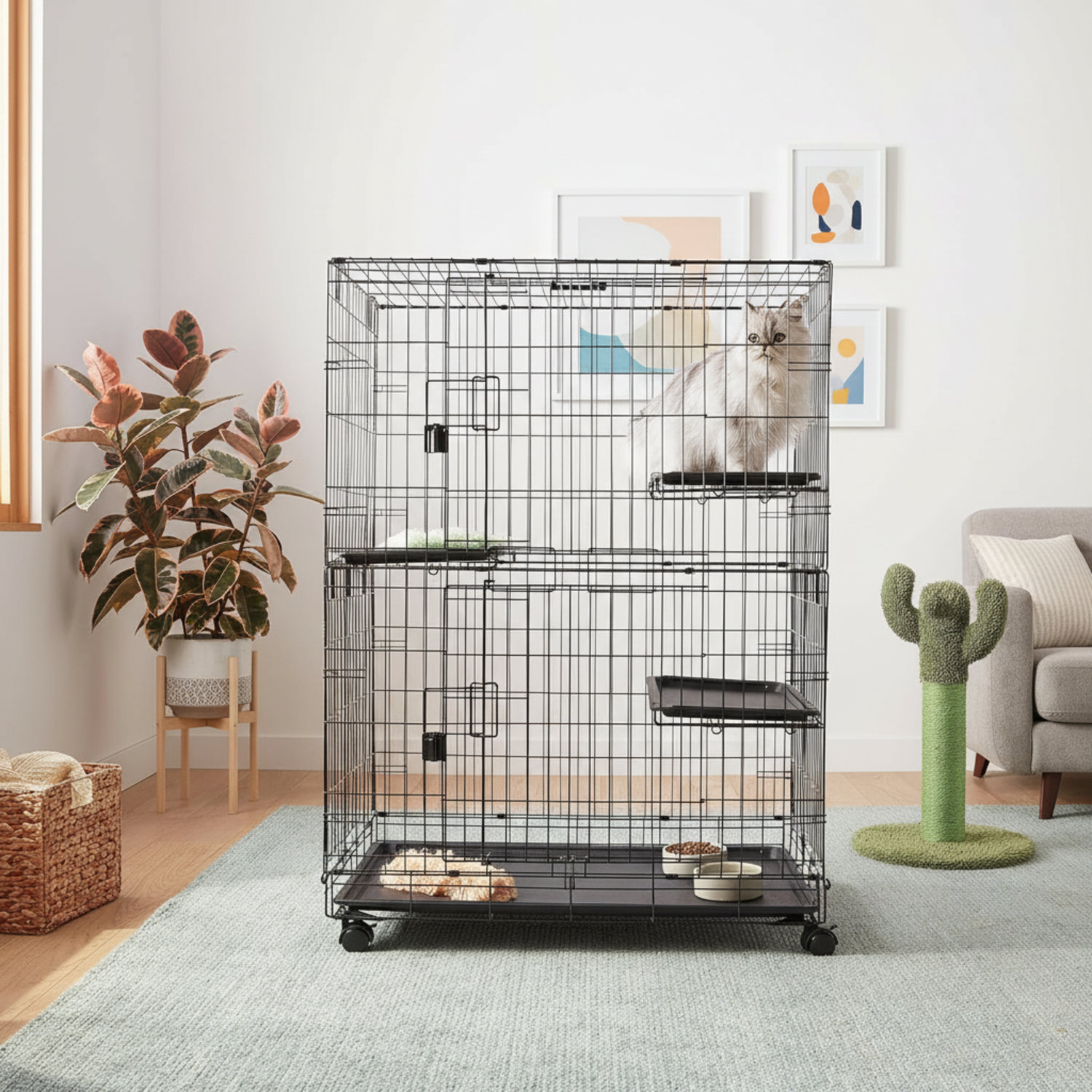 Tucker Murphy Pet™ Large Three-Tier Cat Cage, Durable And Flexible ...