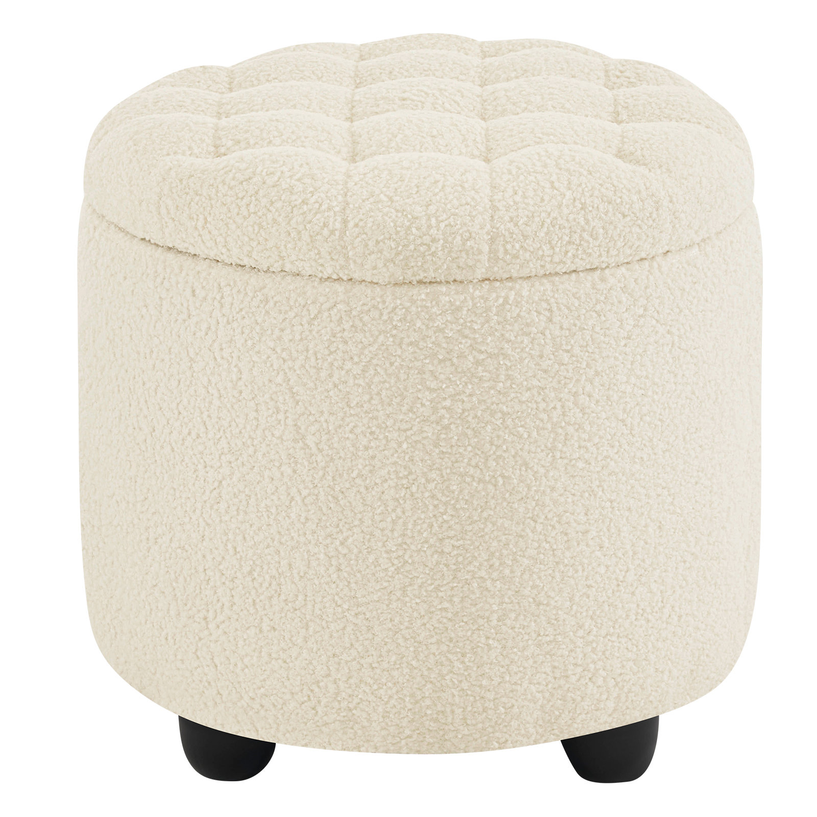 Red Barrel Studio® Button-Tufted Circular Storage Ottoman Pouf with ...