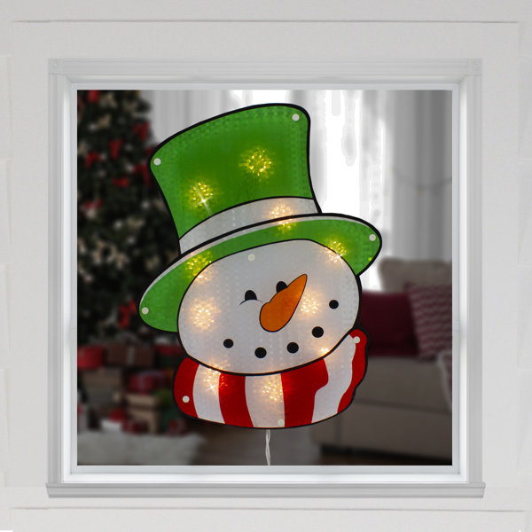 Northlight 15.75" Lighted Holographic Snowman Christmas Window ...