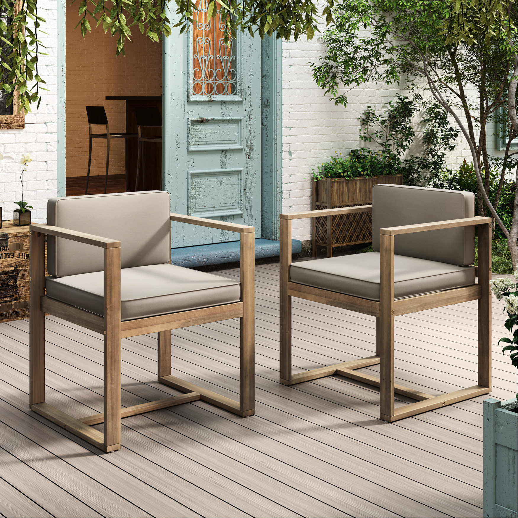 Lark Manor™ 2 Patio Dining Armchairs - Comfortable Back And Arm Support ...