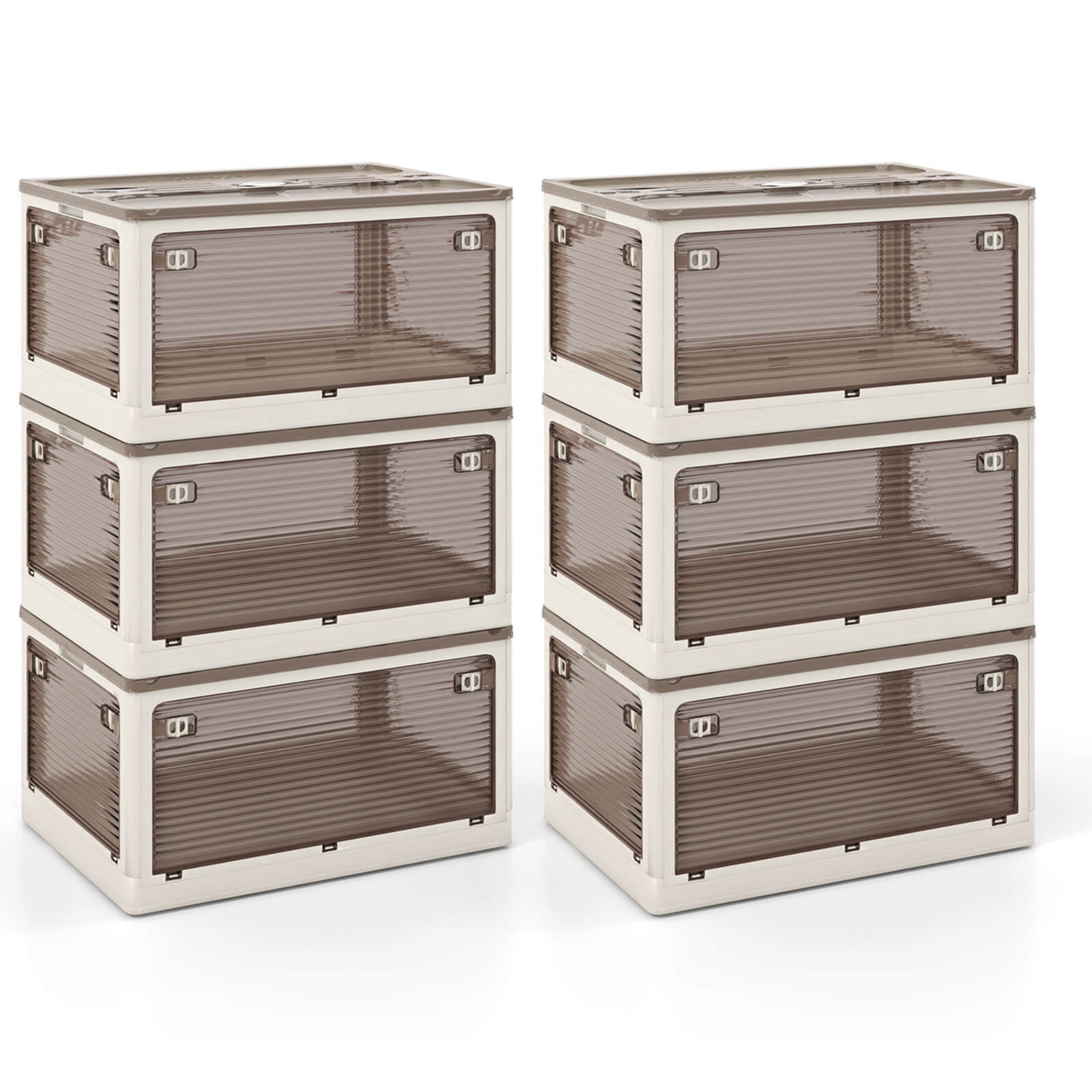 Costway 6 Pack Stackable Storage Bins With Lids 54 Gallon Collapsible ...