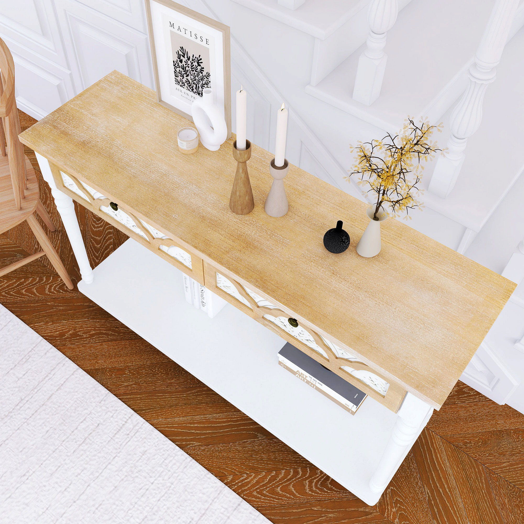 Ophelia & Co. Console Table With 2 Drawers And 1 Bottom Shelf For ...