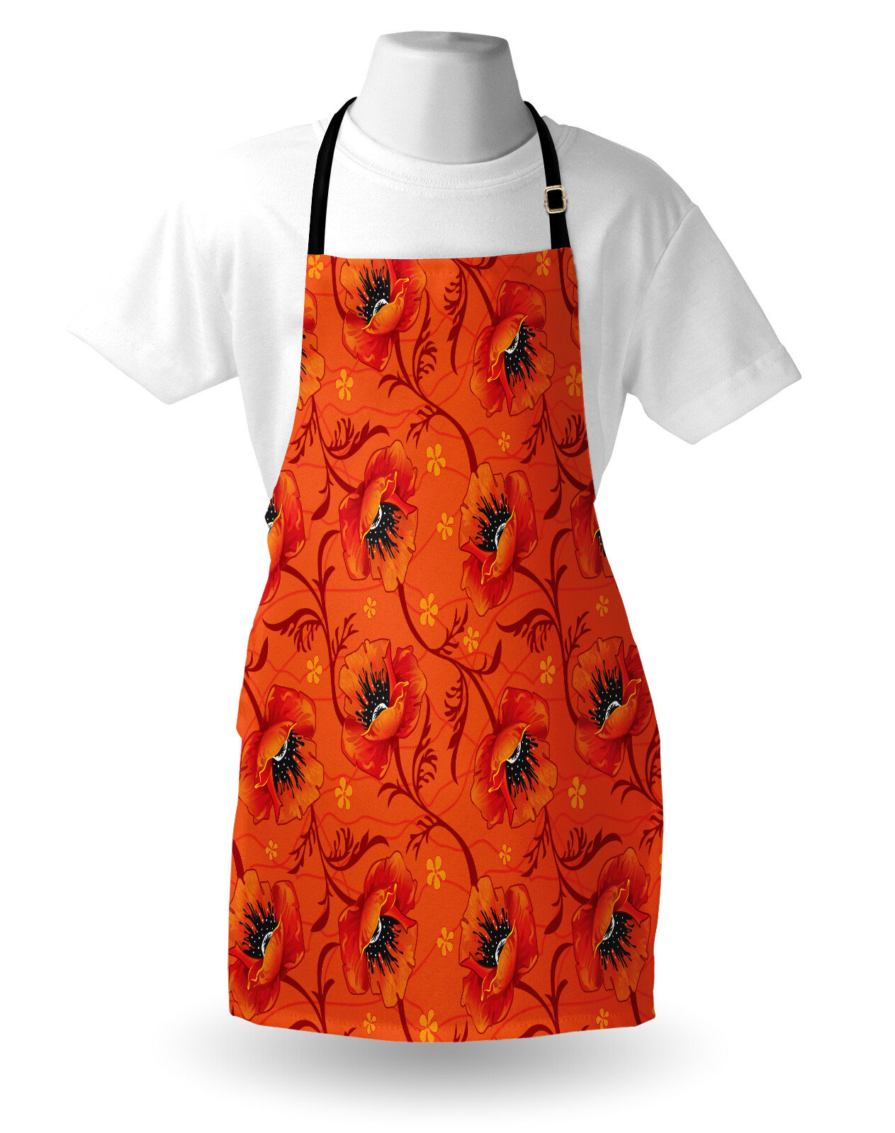 Bungalow Rose Orange Apron Unisex Poppy Flower Romance Adult Size Burnt ...