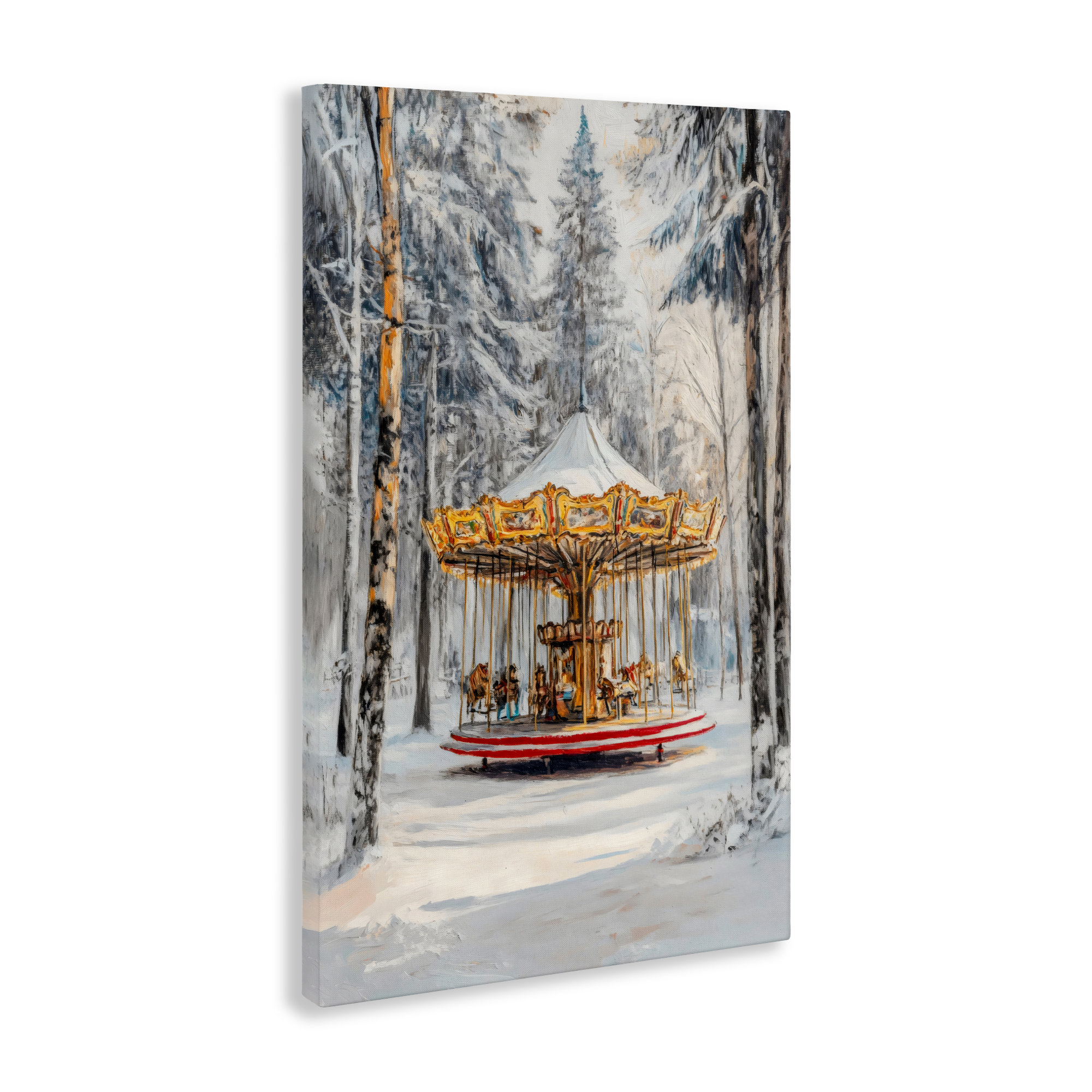 Ebern Designs Winter Wonderland Carousel Canvas, design by Petal Prints ...