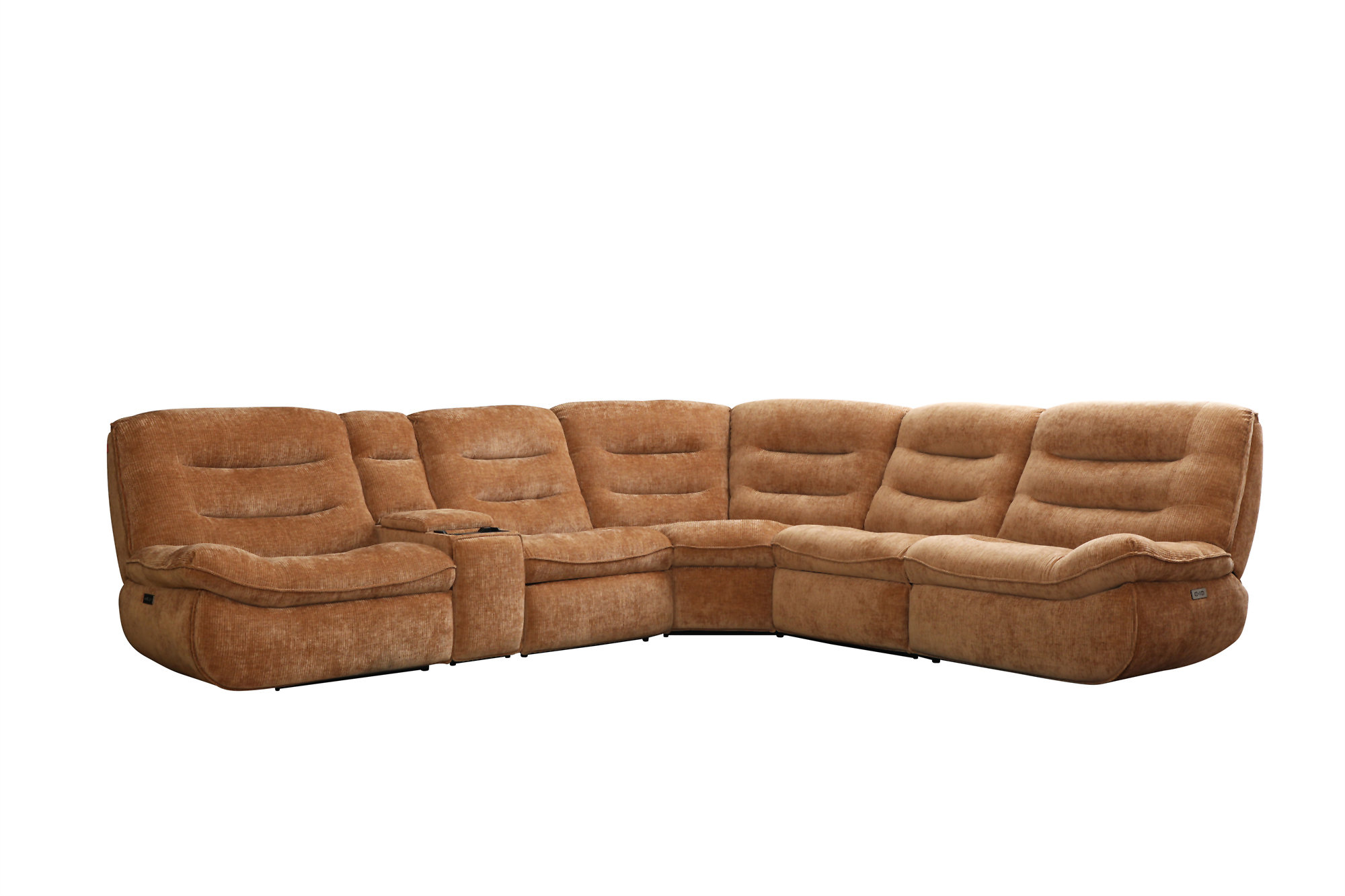 Hokku Designs Emmy Orange Chenille Power Motion Sectional Sofa | Wayfair