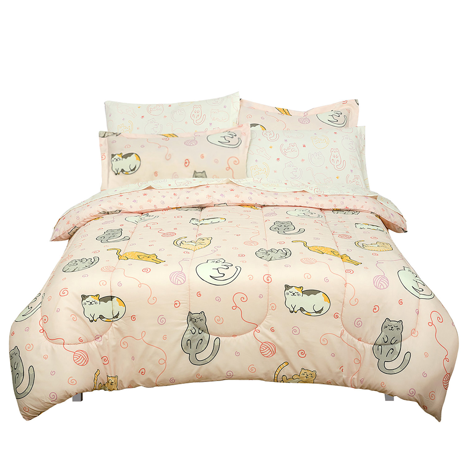 Royale Linens Light Pink Microfiber Reversible Comforter Set & Reviews ...