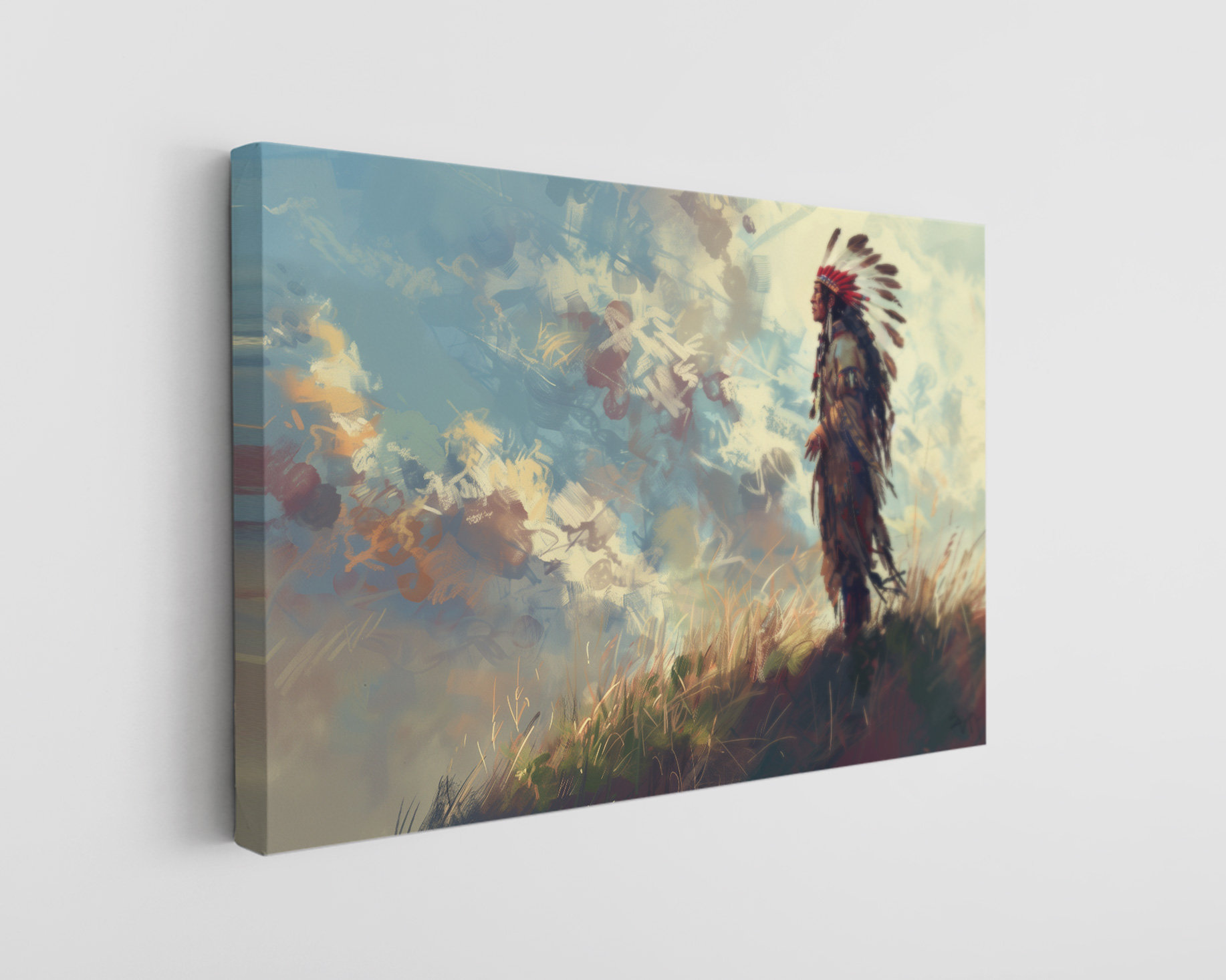 Darby Home Co Native American Chief Canvas Print, Modern Wall Art Decor ...