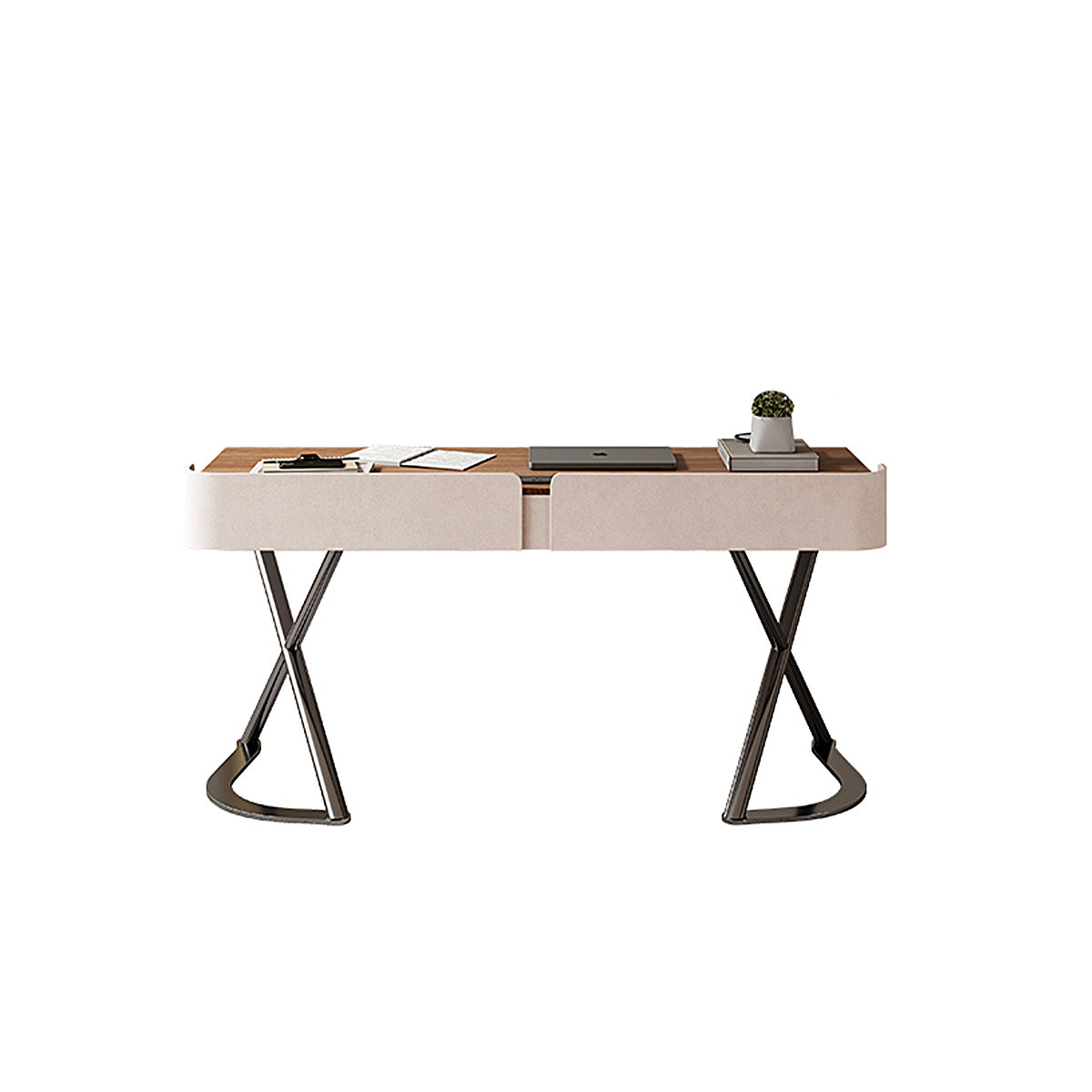 Isla Hopping Modern Minimalist Walnut-Colored Solid Wood Double-Drawer ...