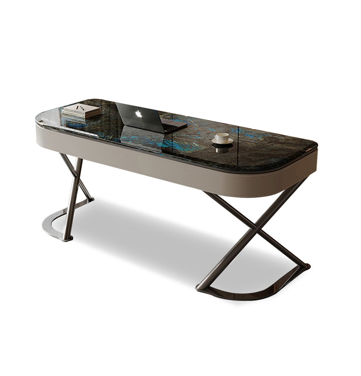 Stella Trek Natural Ultra-Crystalline Stone Office Desk with a ...