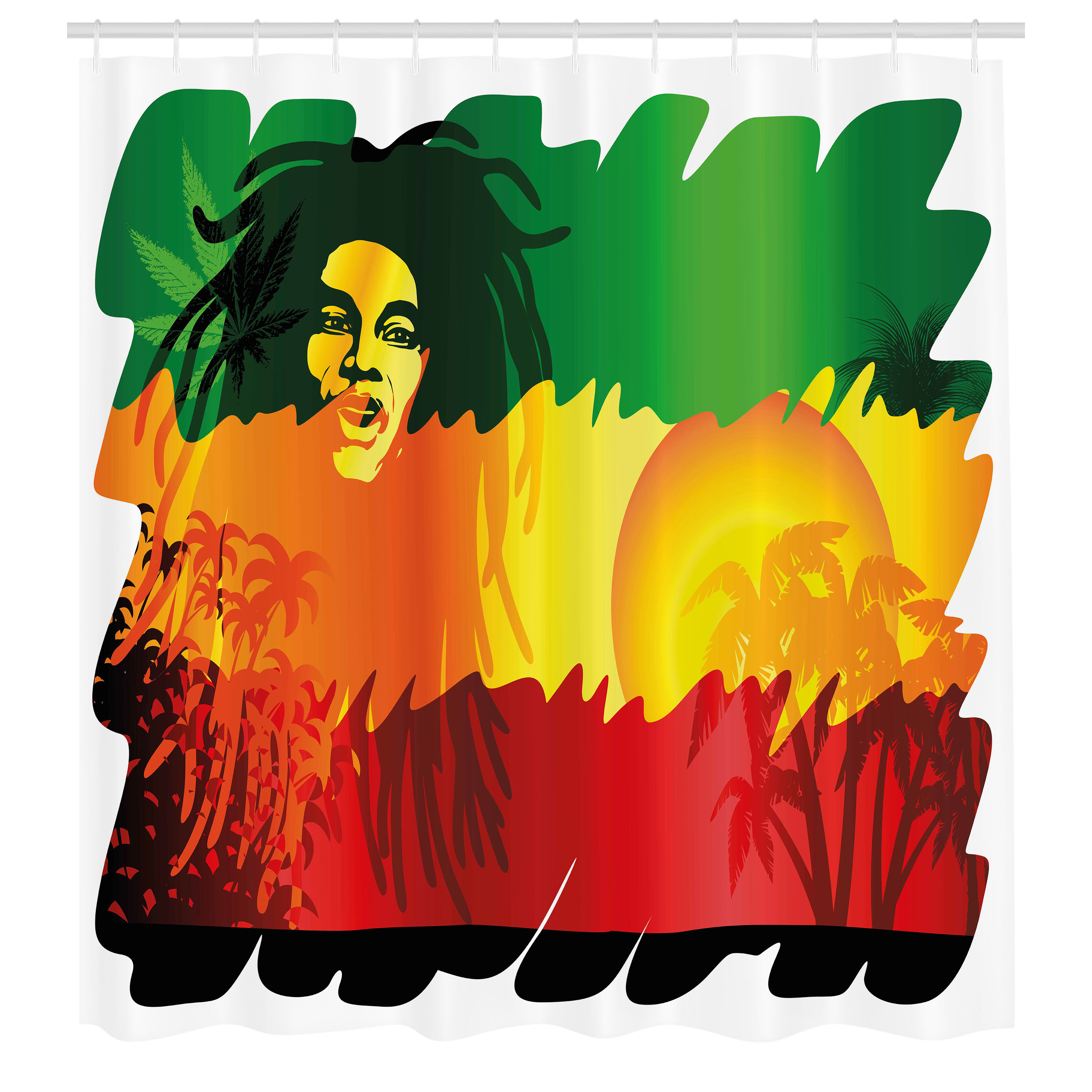 East Urban Home Stamm Rasta Shower Curtain Reggae Music Singer Orange ...
