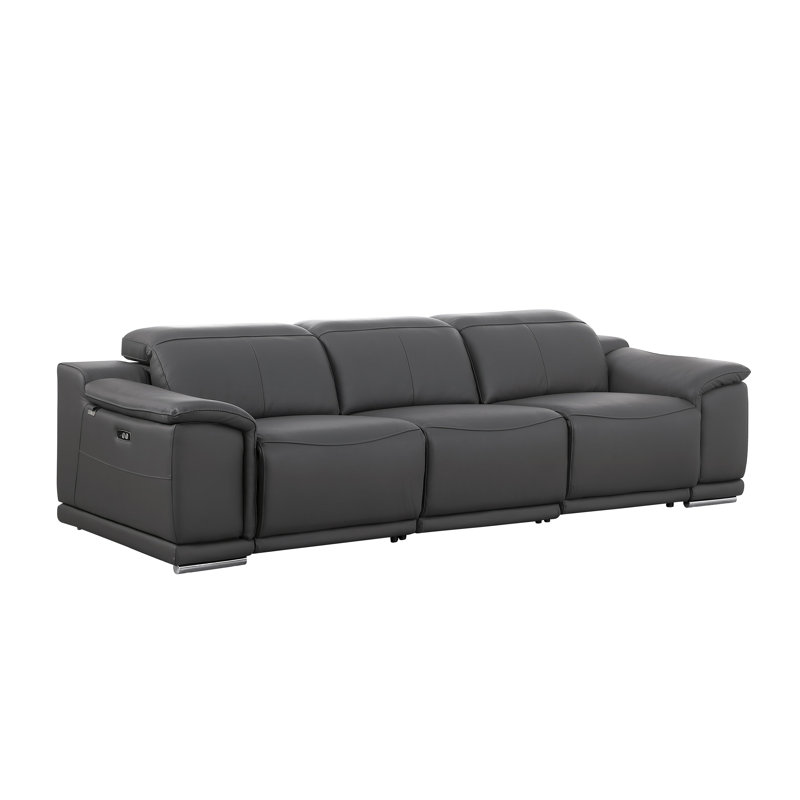 Global United Divanitalia Top Grain Italian Leather Power Reclining ...