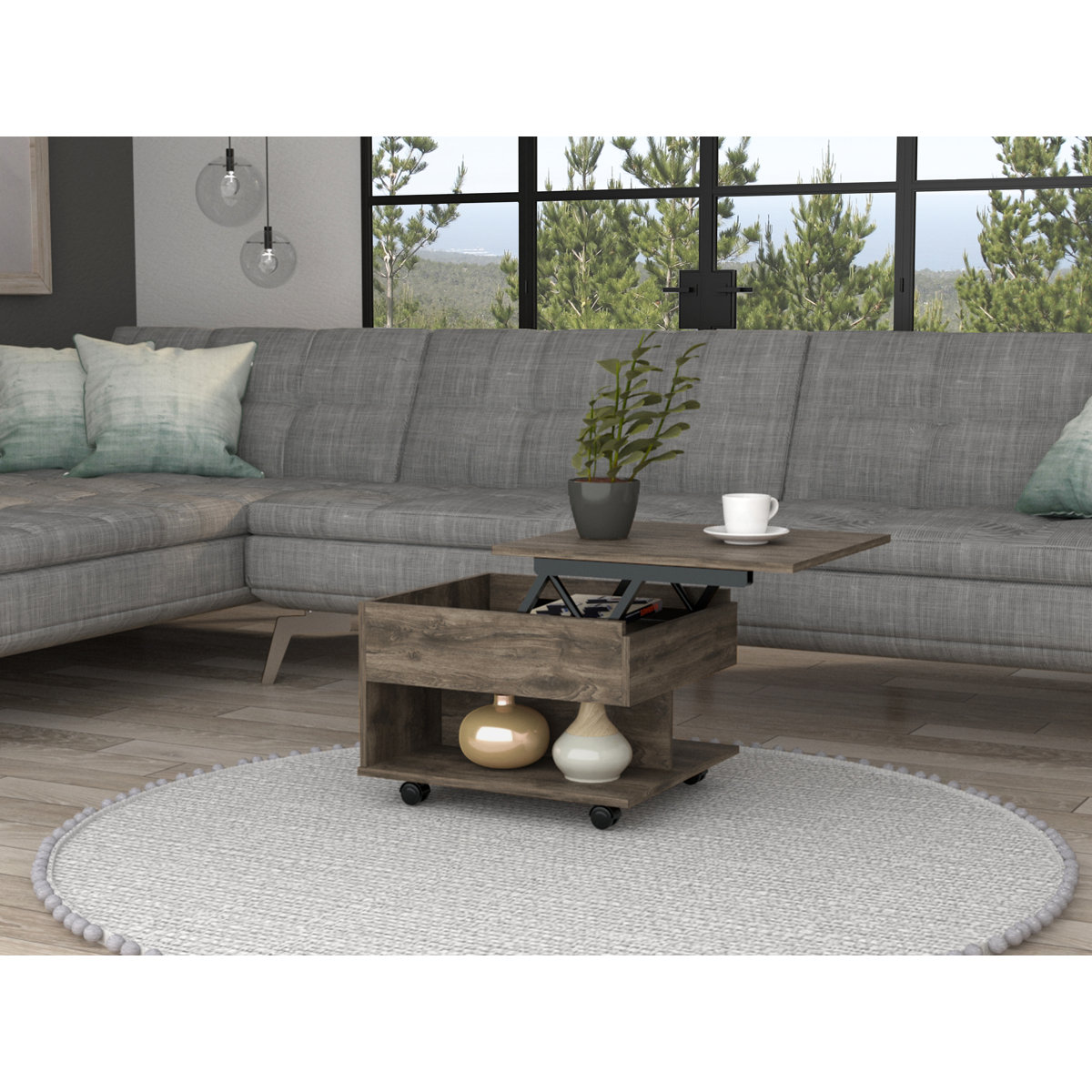 Loon Peak® Imamuddin Lift Top Coffee Table, Casters, One Shelf ...