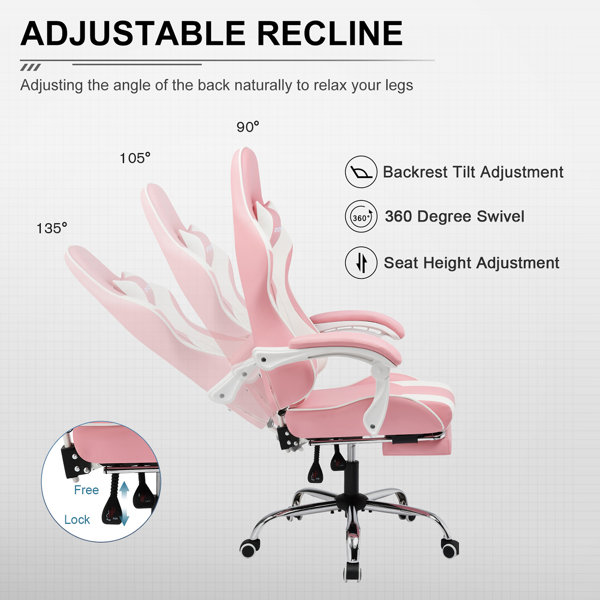 GTPLAYER Adjustable Reclining Ergonomic Faux Leather Swiveling PC ...