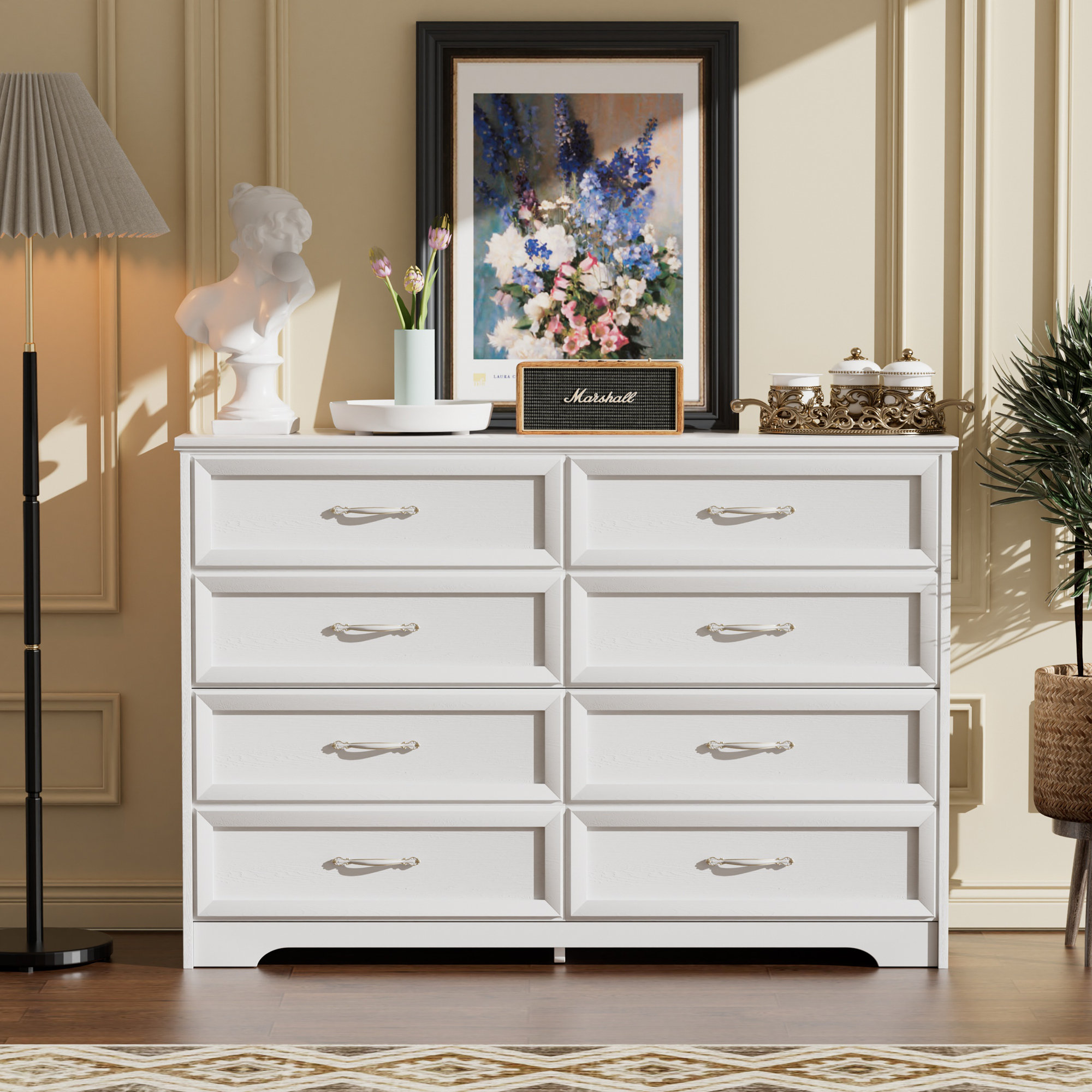 Hokku Designs Modern 3 Drawer Bedroom Chest of Drawers with 8 Drawers ...