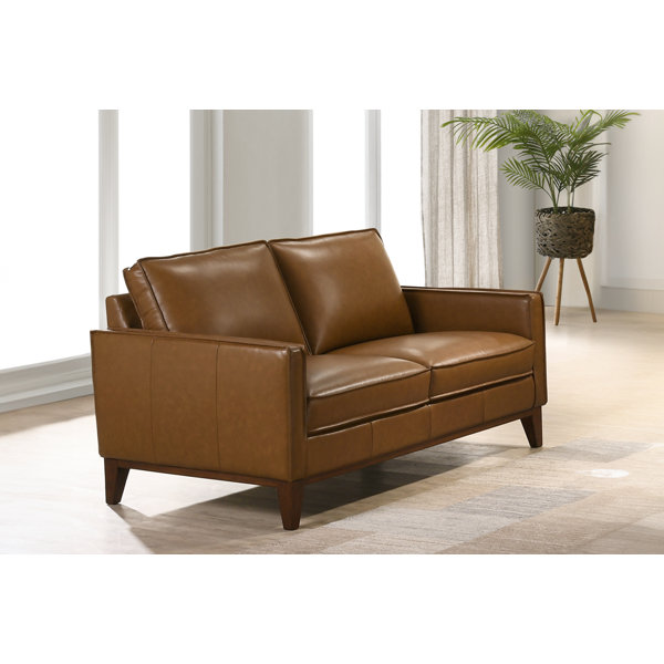 Wade Logan® Causeuse en cuir à accoudoirs carrés 59 po Caliah et ...