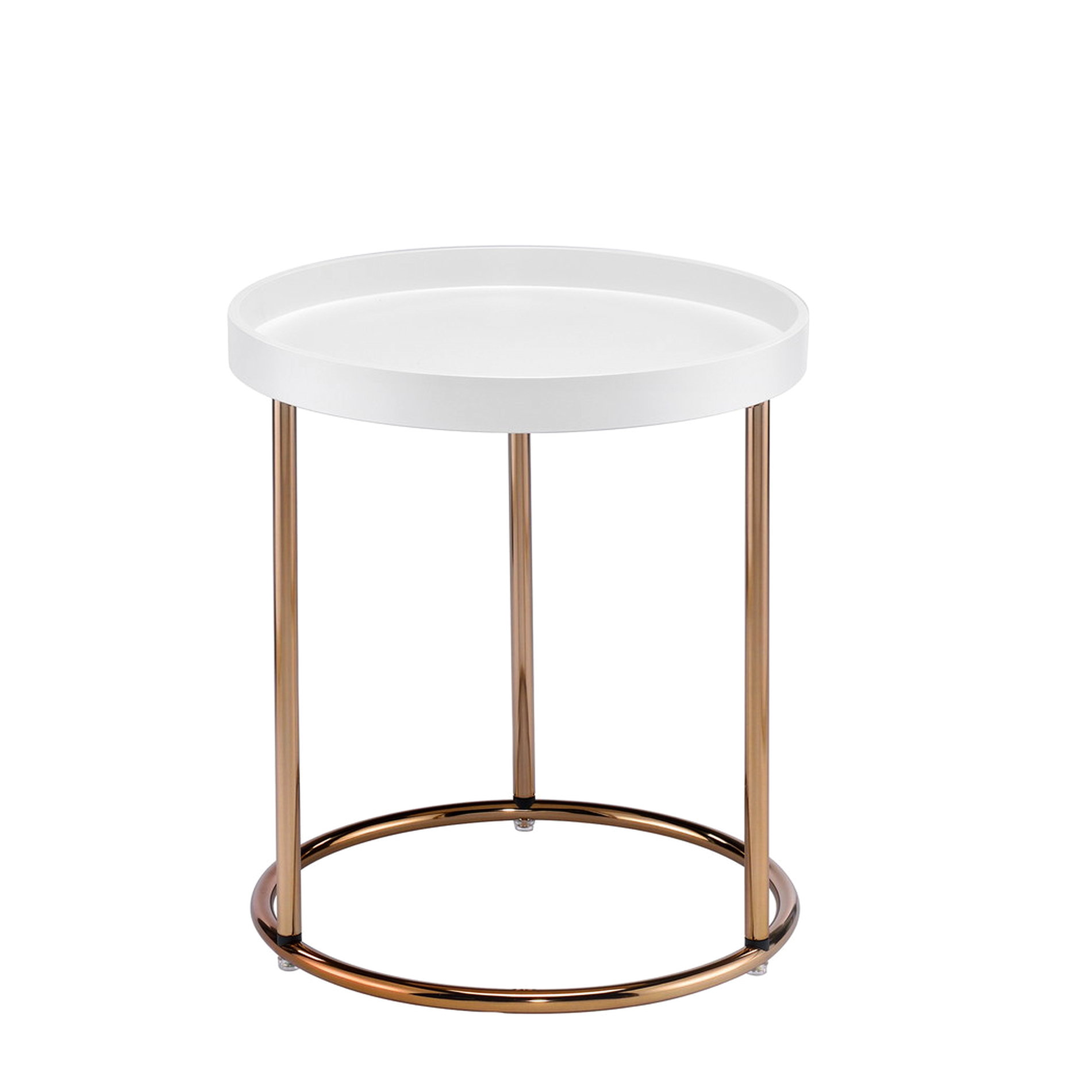 George Oliver 22.07" Side Table With Copper Legs And White Lipped Edge ...