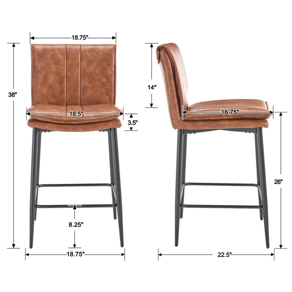 George Oliver Modern Upholstered Counter Stool With Backrest, With ...