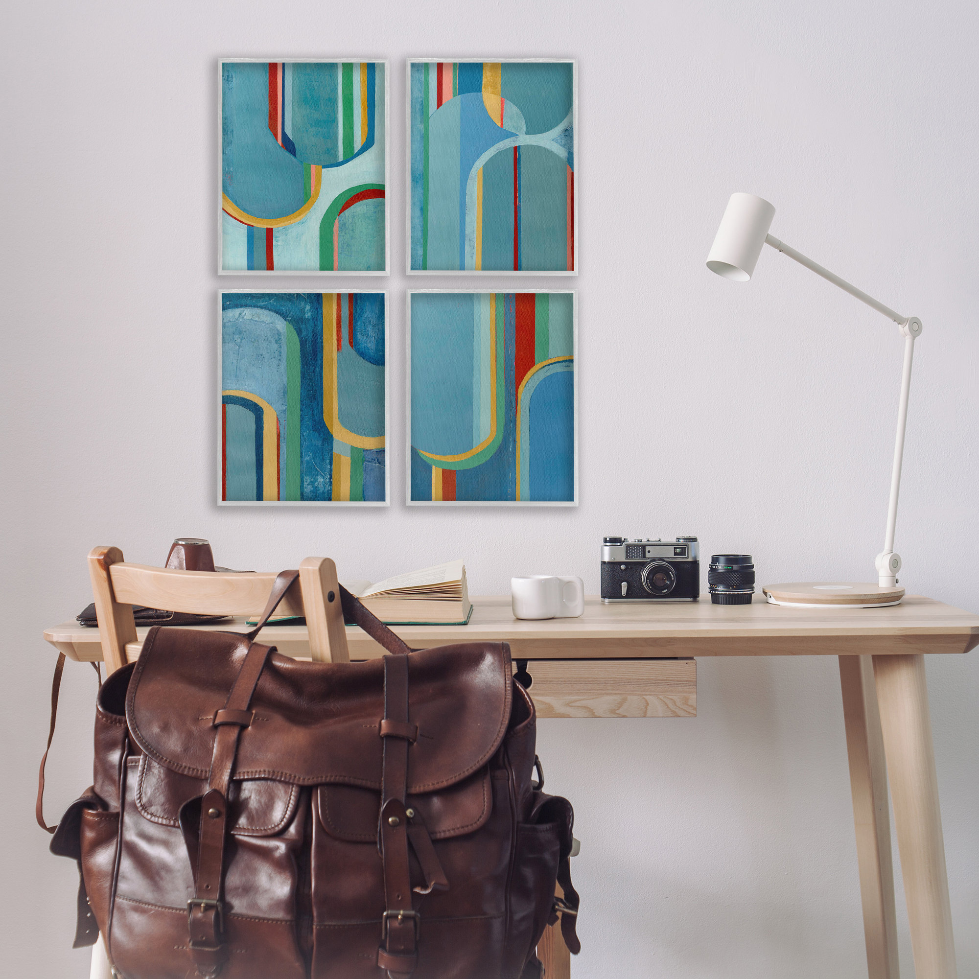 Winston Porter Blue Wavy Arch Shapes 4 PC Giclee Art Set by Pippin ...