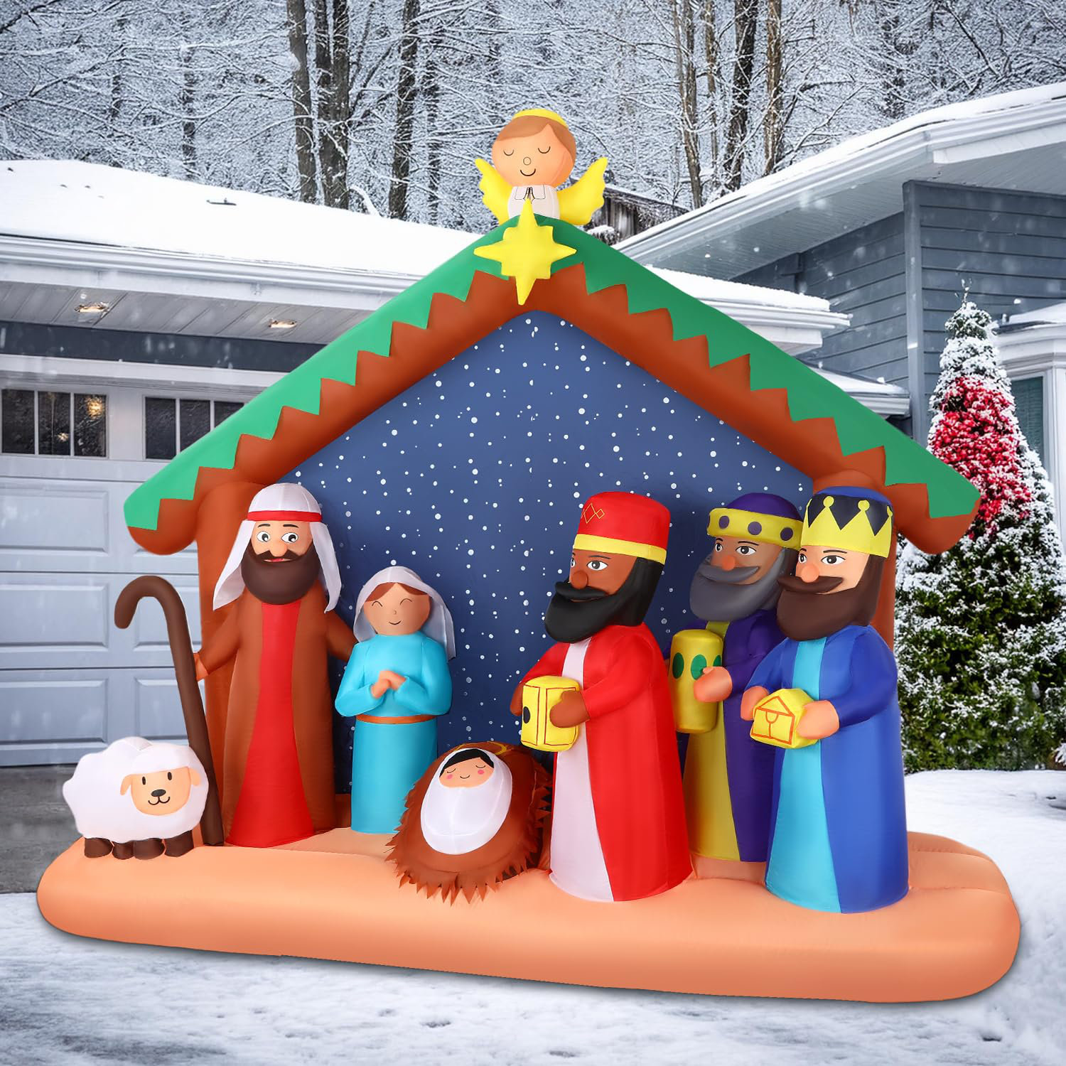 The Holiday Aisle® 8FT Christmas Inflatable Nativity Scene with LED ...
