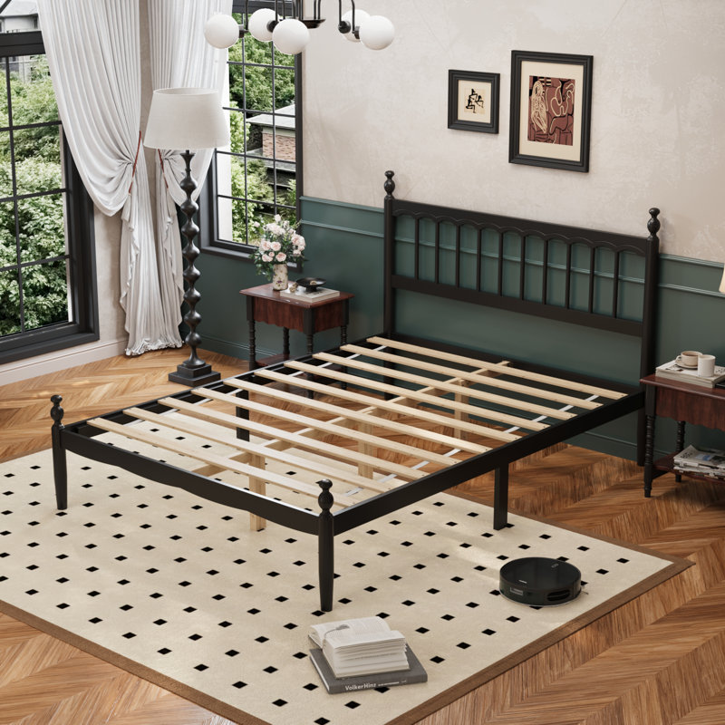 Alcott Hill Solid Wood Low Profile Platform Bed With Contemporary Style ...