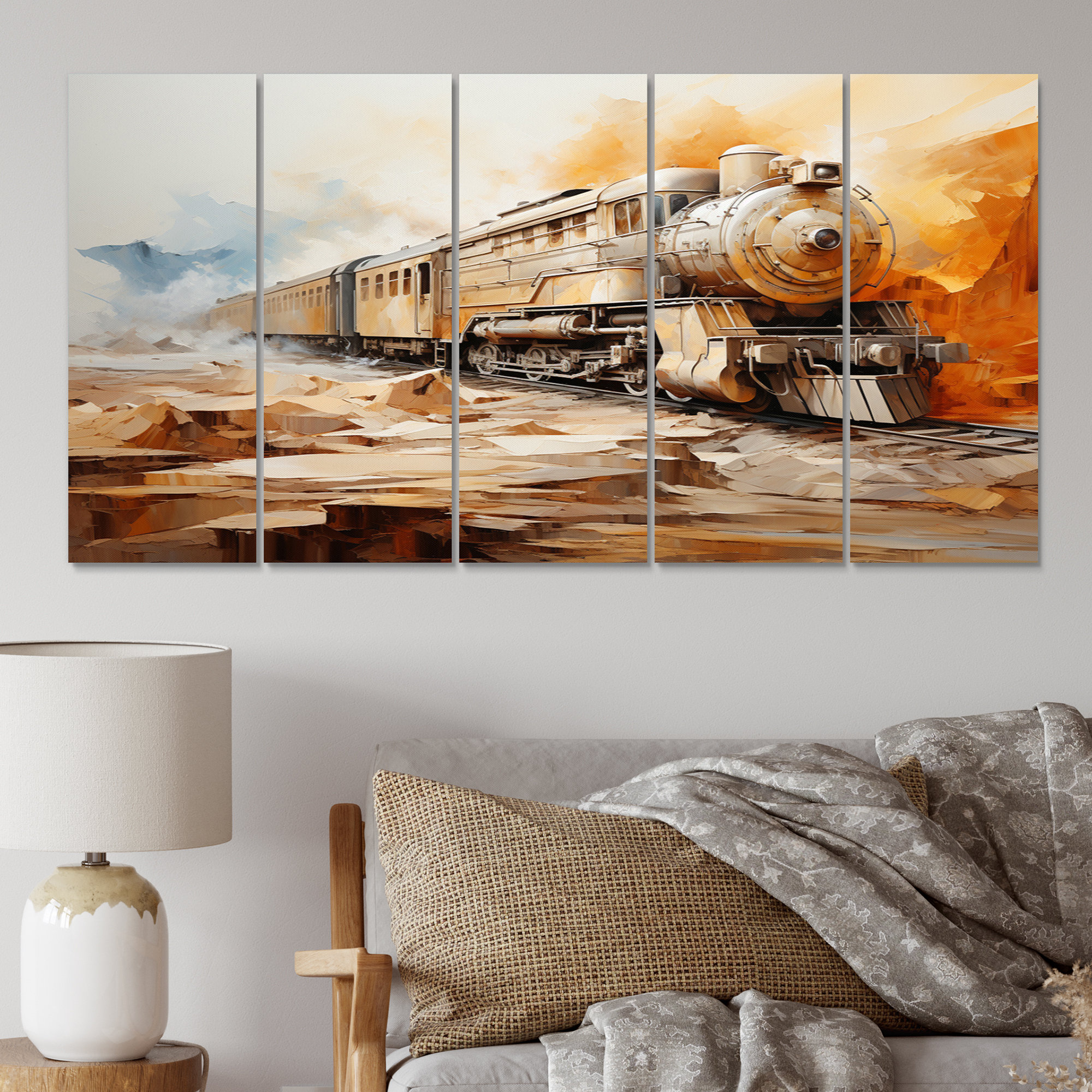 17 Stories Abstract Train Elemental Express II - Transportation Canvas ...