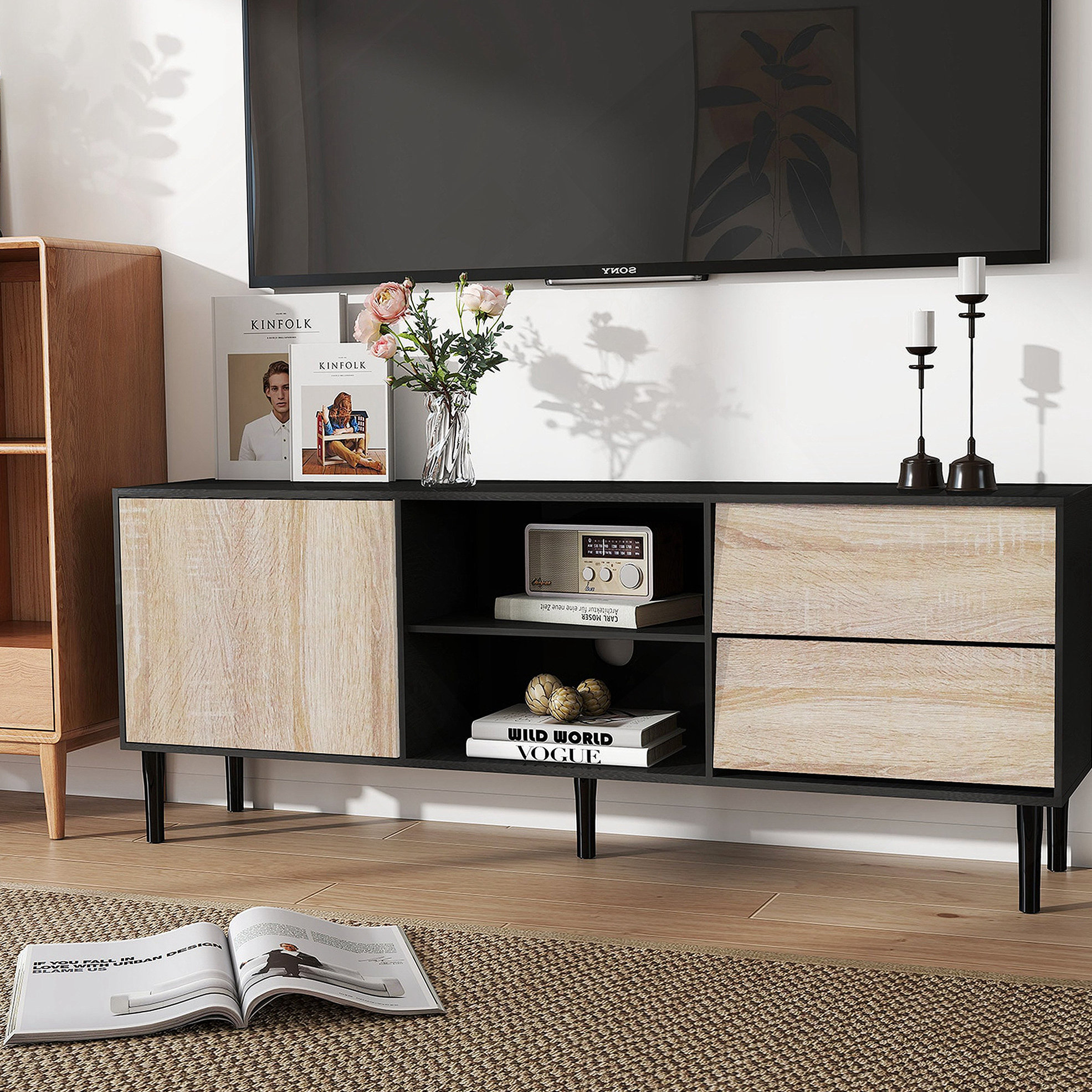 Ophelia & Co. TV Stand up to 70+ inch, Mid Century Modern Television ...