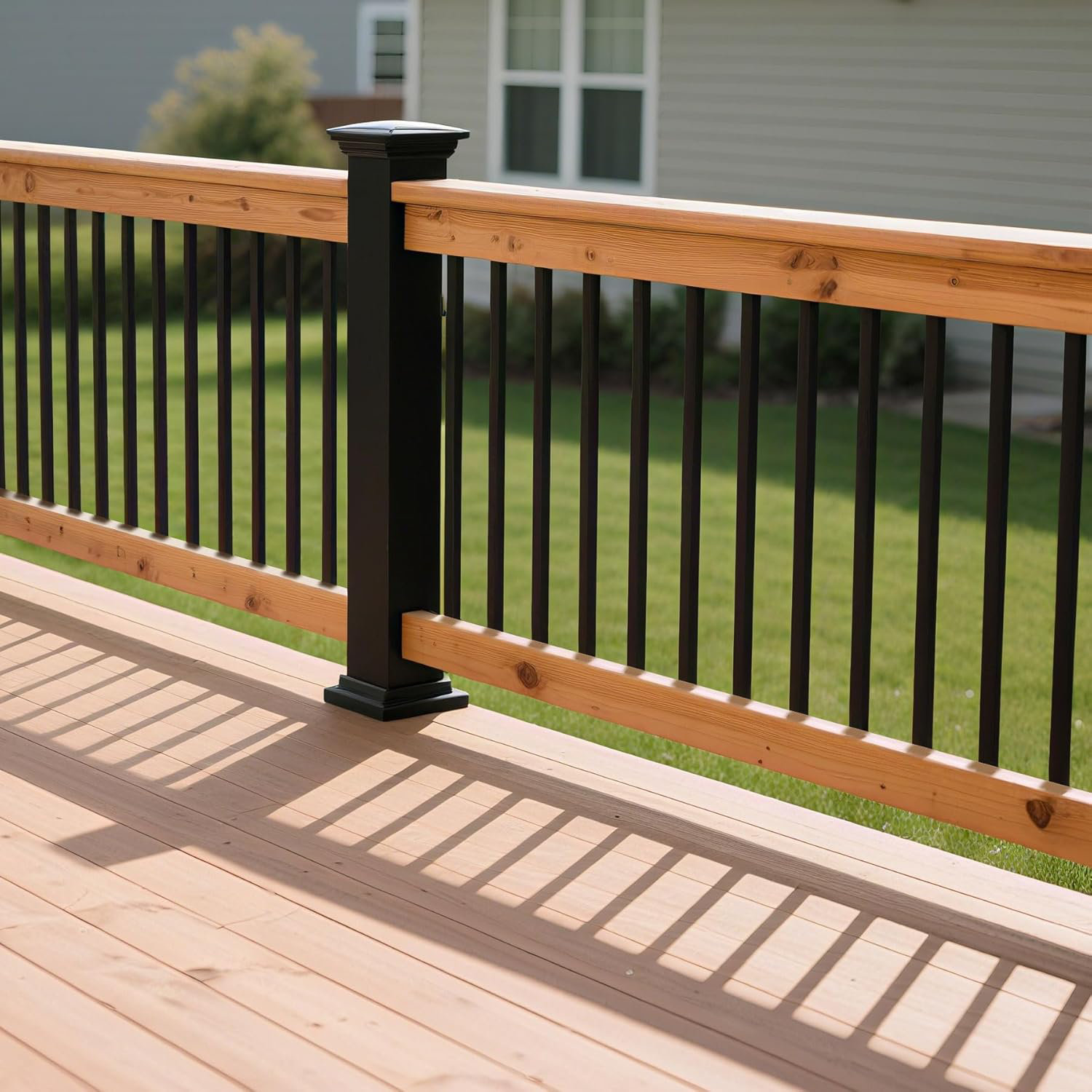 Sidasu 100-Pack 36'' Deck Balusters, Black Metal Deck Spindles With Screws & End Caps, Hollow ...